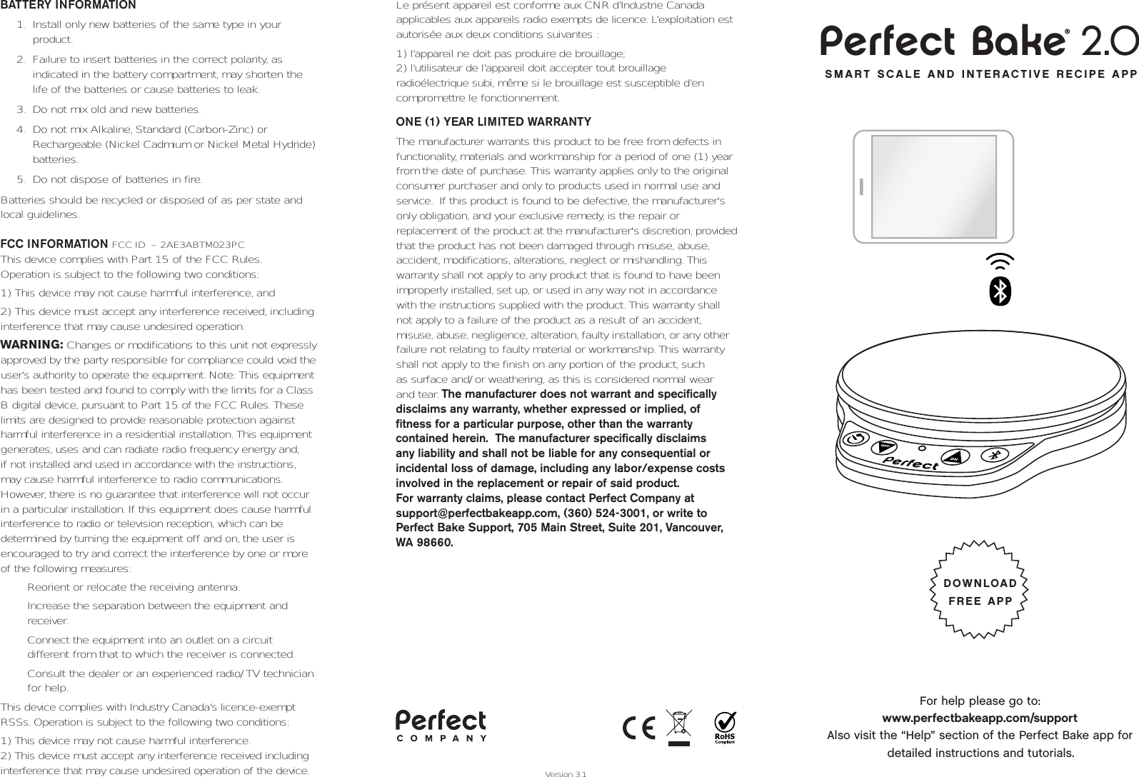 Perfect BTM023PC Perfect Scale 2.0 - Perfect Bake 2.0 User Manual ...