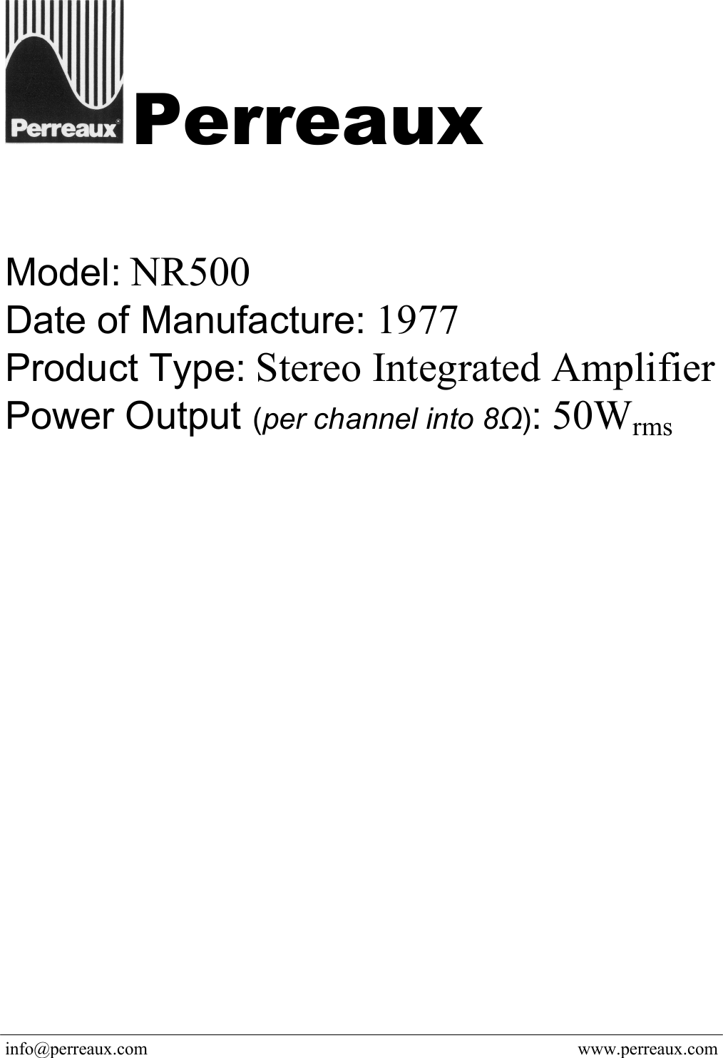 Perreaux Nr500 Users Manual 007