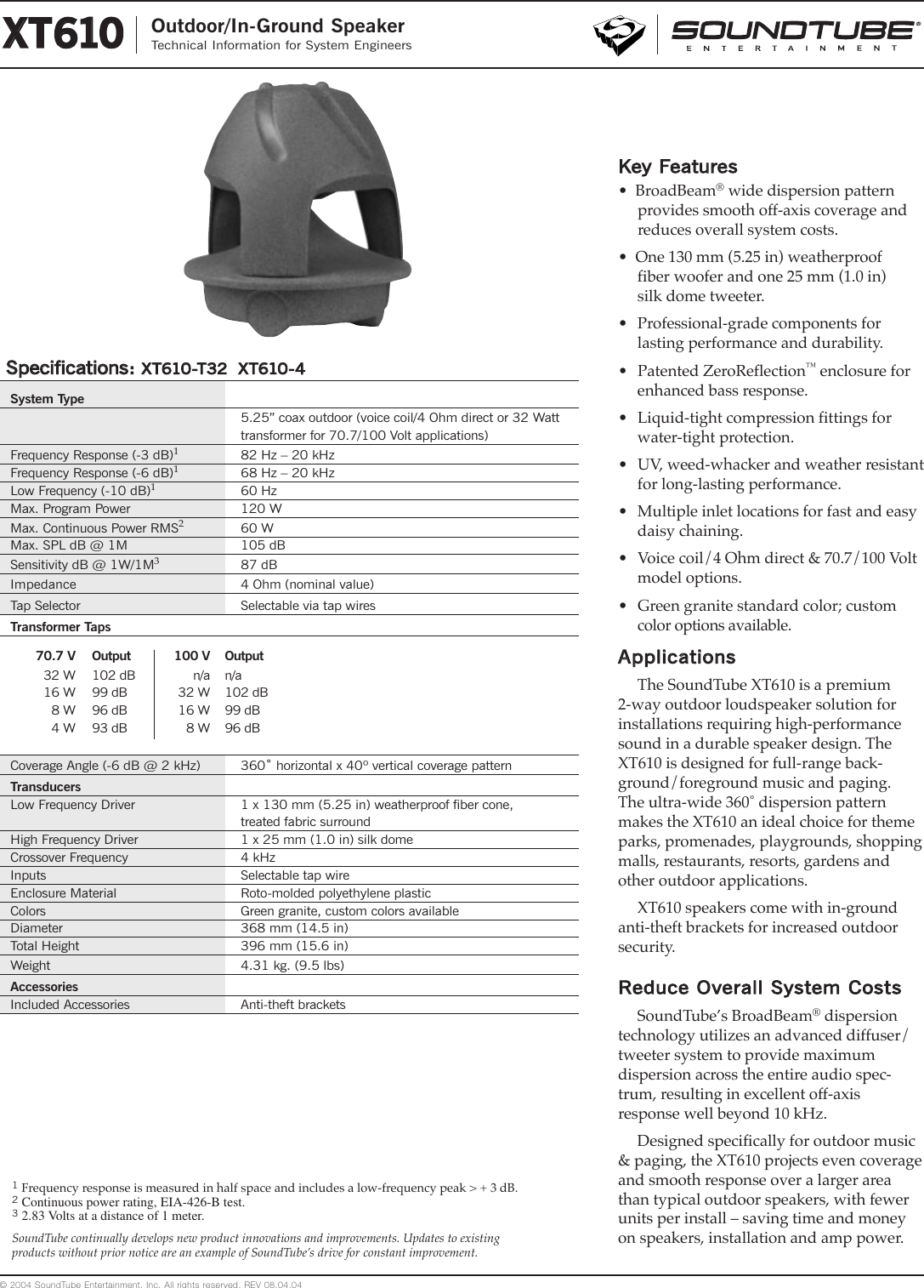 Phase Technology Outdoor In Ground Speaker Xt610 Users Manual New Tech