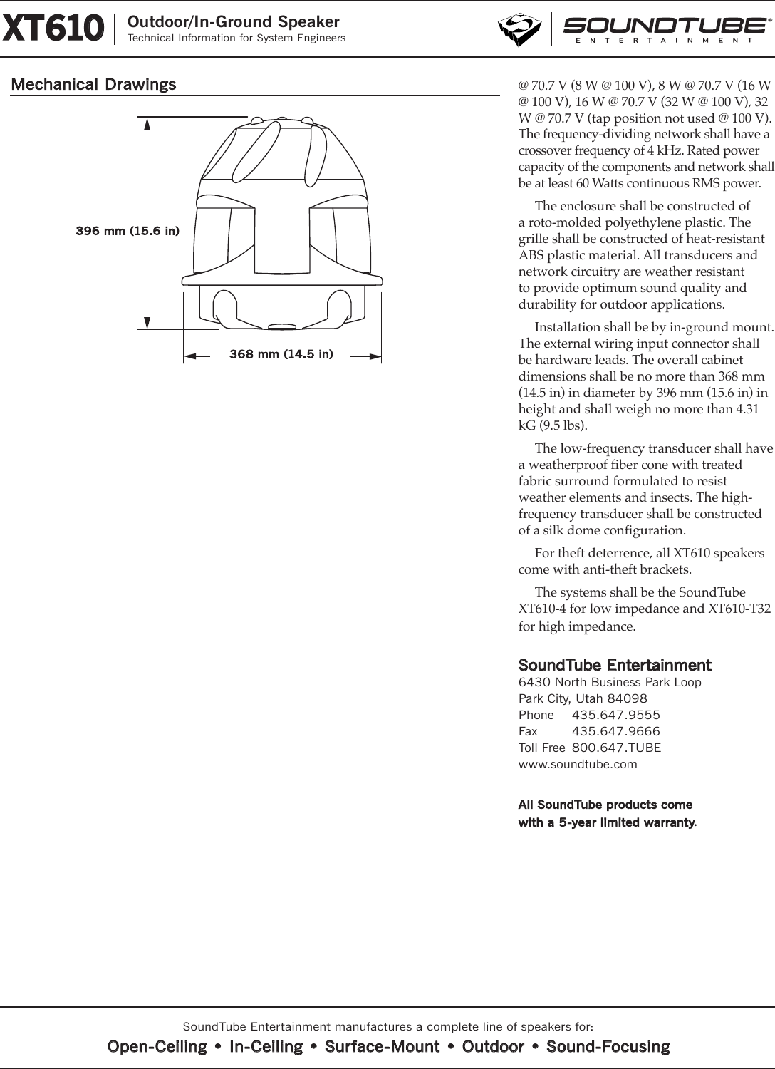 Phase Technology Outdoor In Ground Speaker Xt610 Users Manual New Tech