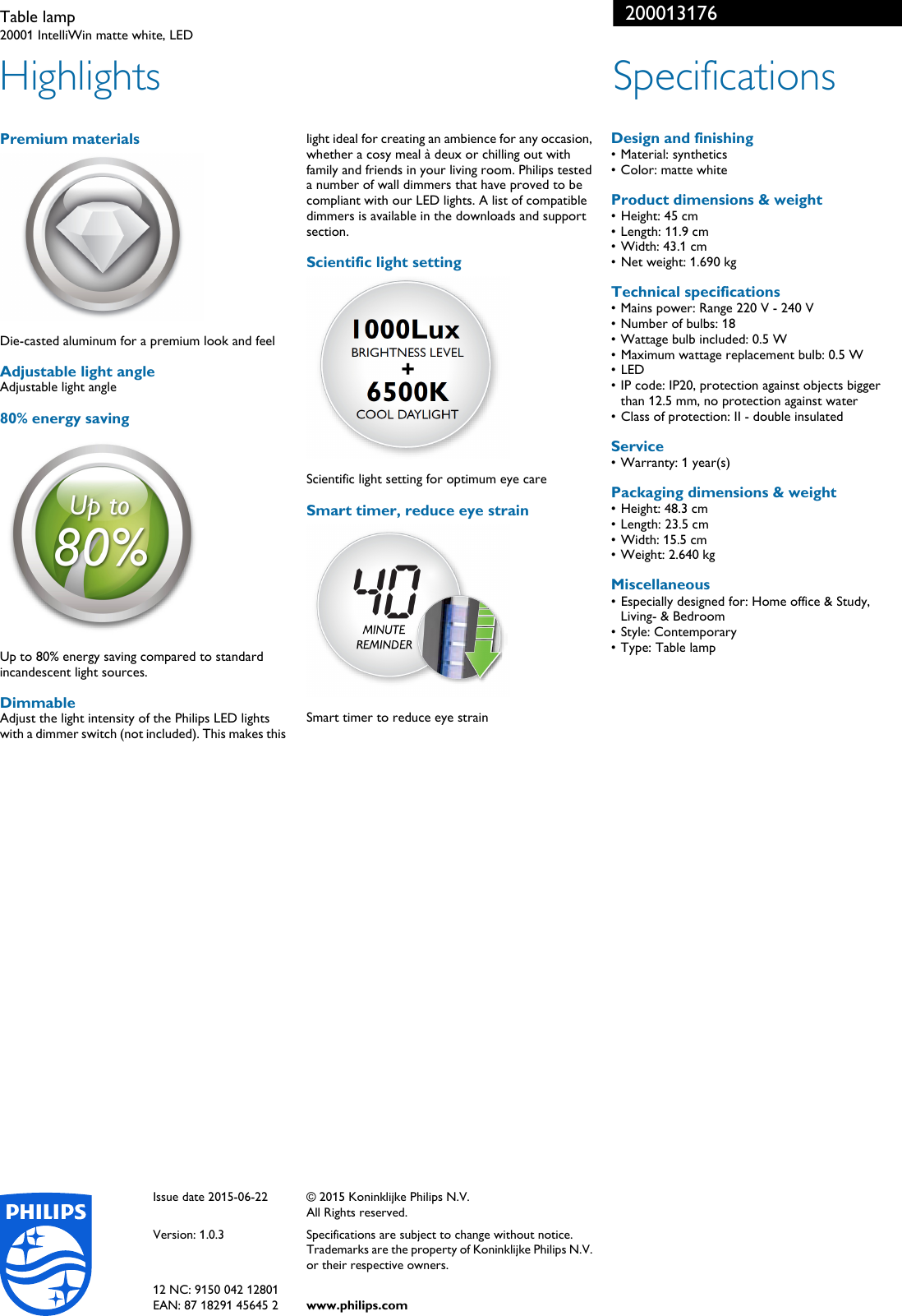 Philips 20001/31/76 200013176 Table Lamp User Manual Leaflet Pss Aenhk