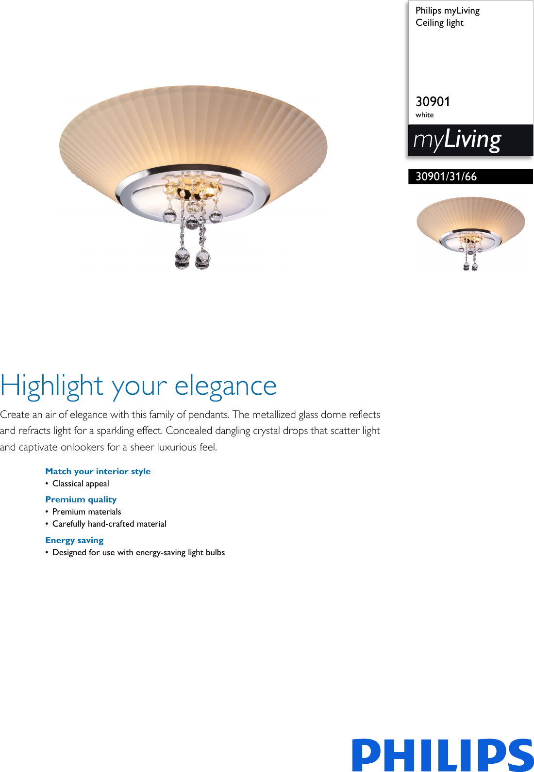 Philips 30901/31/66 309013166 Ceiling Light User Manual Leaflet Pss Engsg