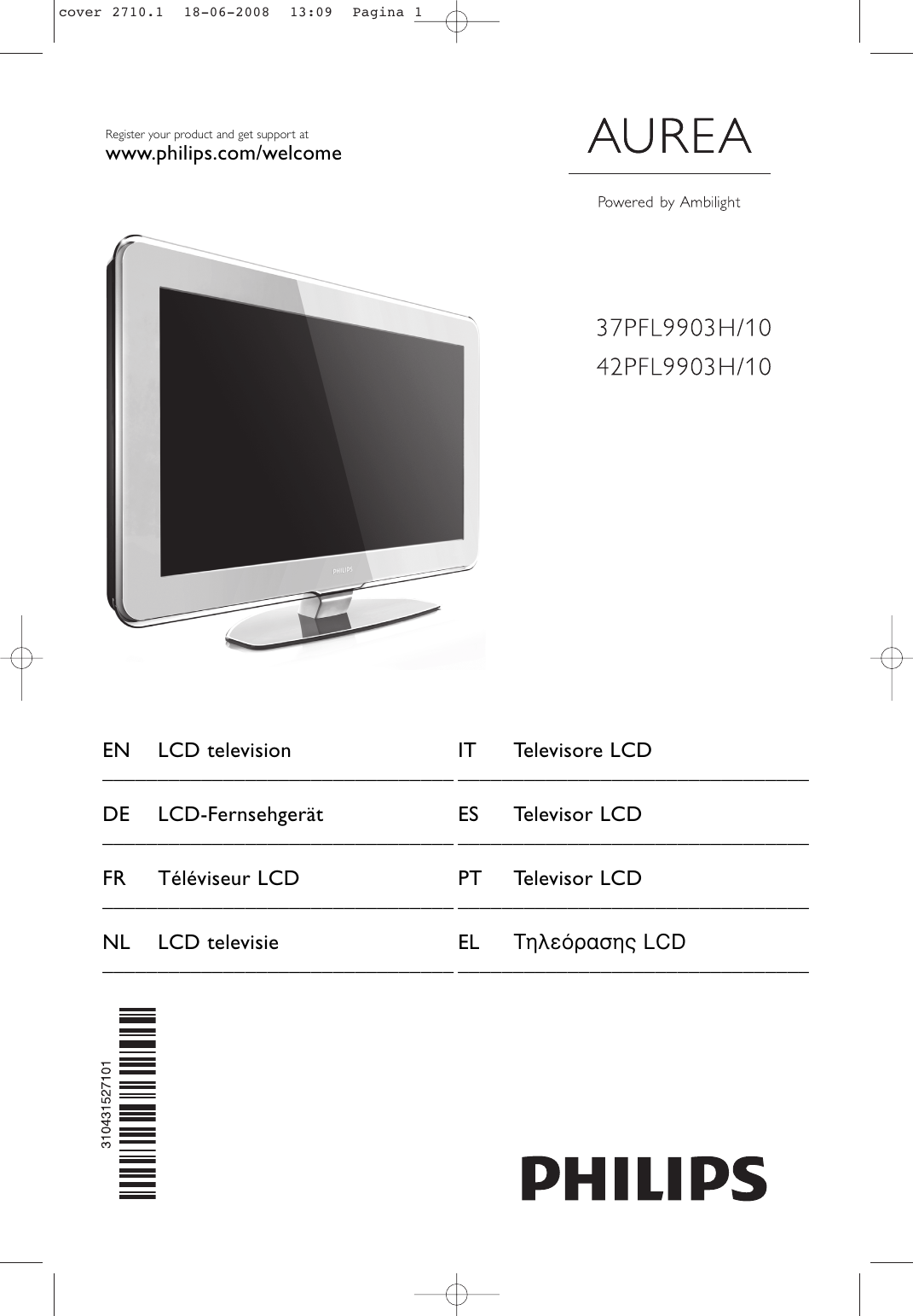 Philips 37PFL9903H/10 2710.1 (PC Netwerk) EN User Manual Felhasználói ...