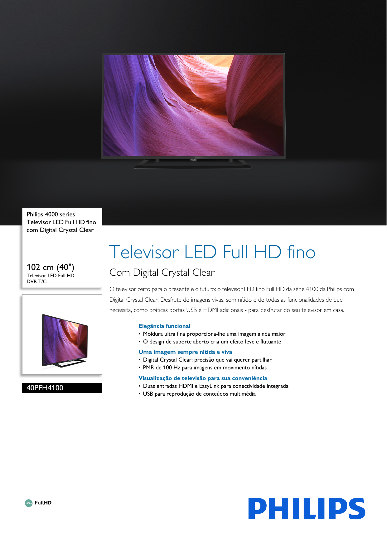 Philips Leaflet 40PFH4100_88 Released Portugal (Portuguese) High ...