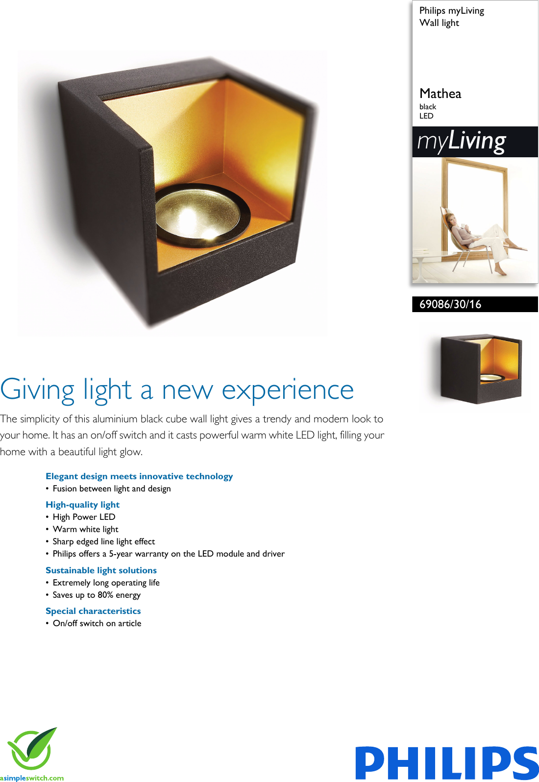 Philips 69086/30/16 690863016 Wall Light User Manual Leaflet Pss Enggb