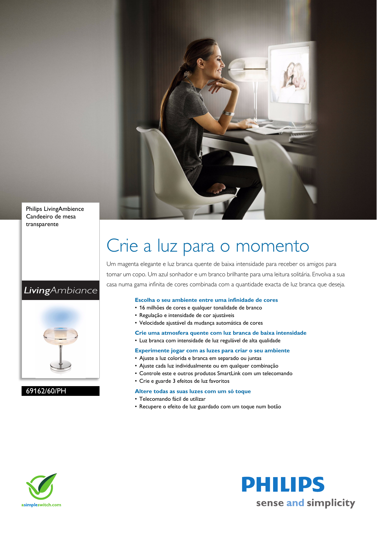 Philips 69162/60/PH 6916260PH Candeeiro De Mesa Transparente User ...