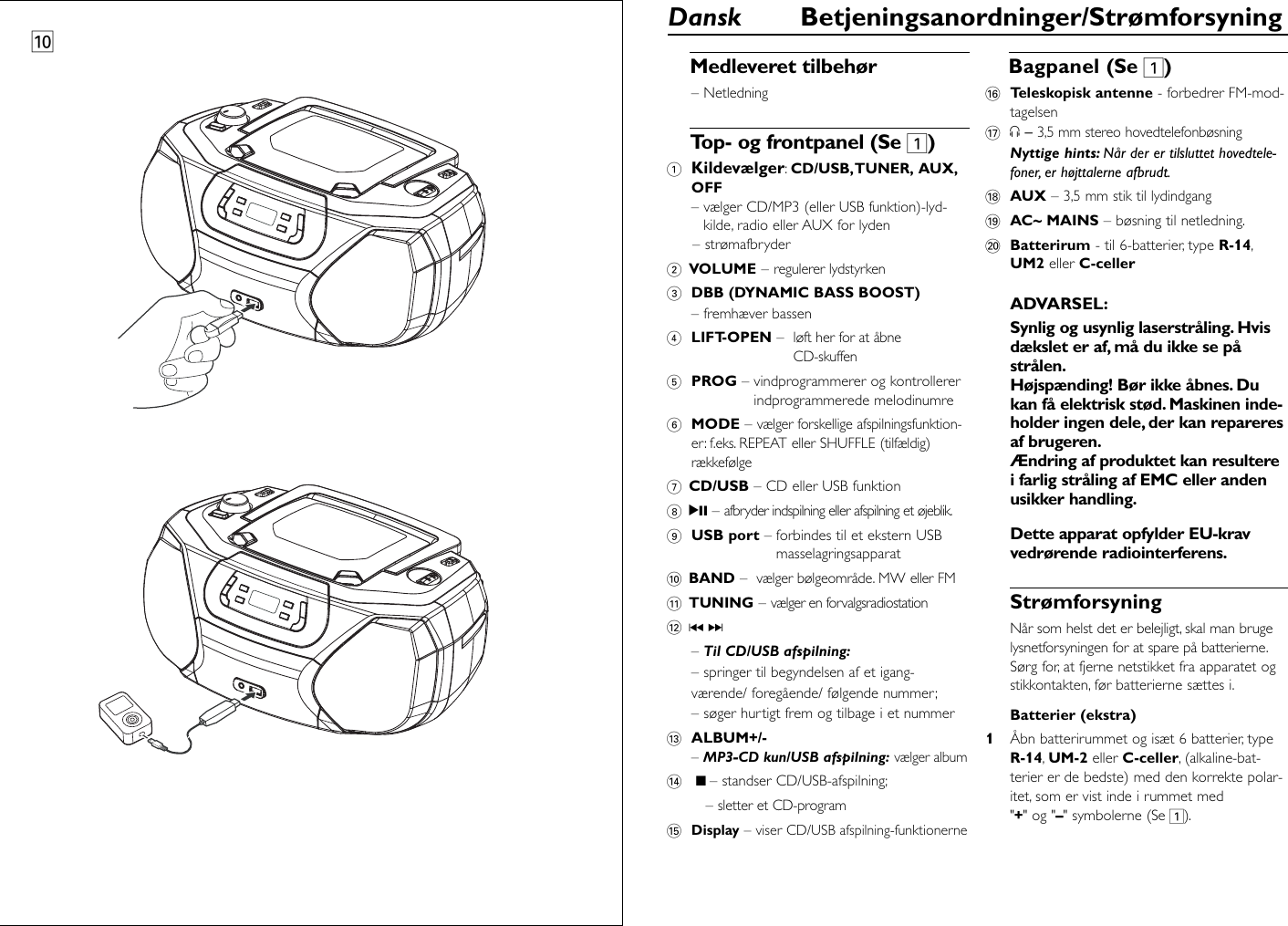 Philips AZ1816/12 Ifu_az1816_eur_dan User Manual Brukerveiledning ...