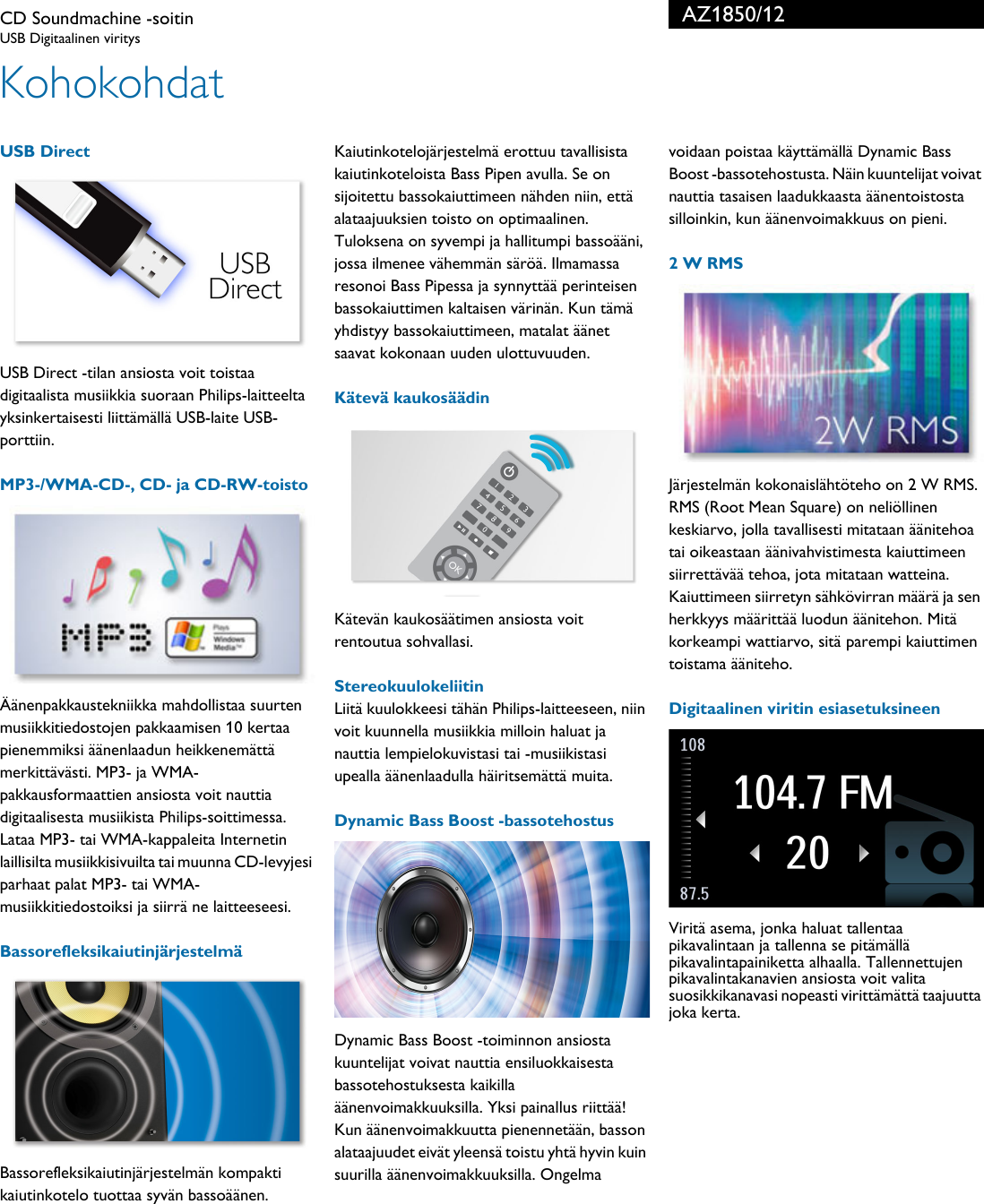 Philips AZ1850/12 CD Soundmachine soitin User Manual Esite Az1850 12 ...