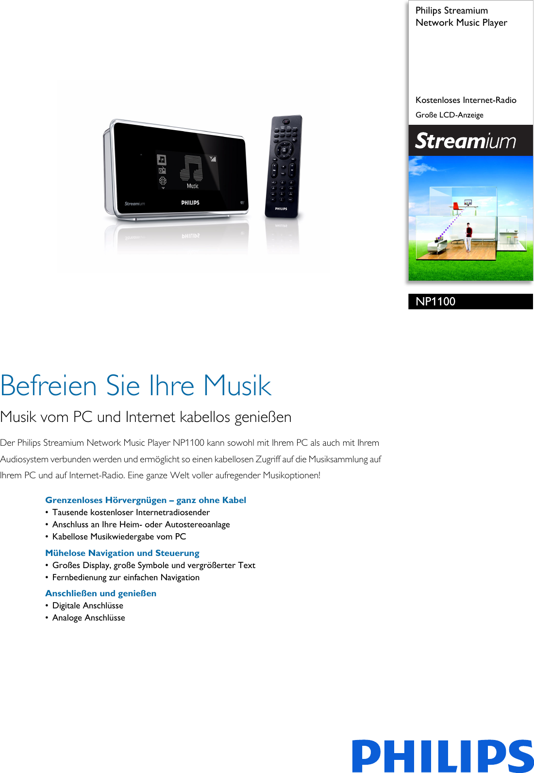 Philips NP1100/12 Network Music Player User Manual Datenblatt Np1100 12 ...