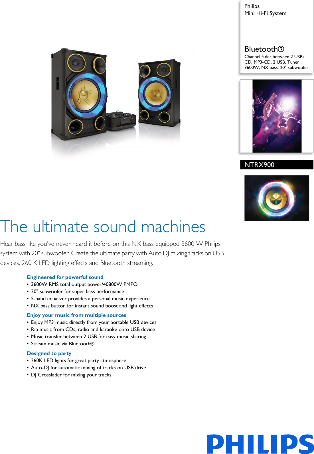 Philips NTRX900/12 Mini Hi Fi System User Manual Leaflet Ntrx900 12 Pss ...
