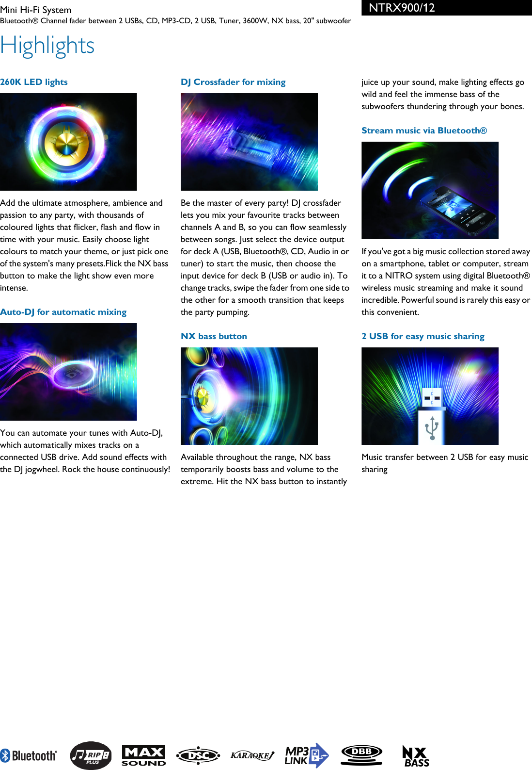 Philips NTRX900/12 Mini Hi Fi System User Manual Leaflet Ntrx900 12 Pss ...