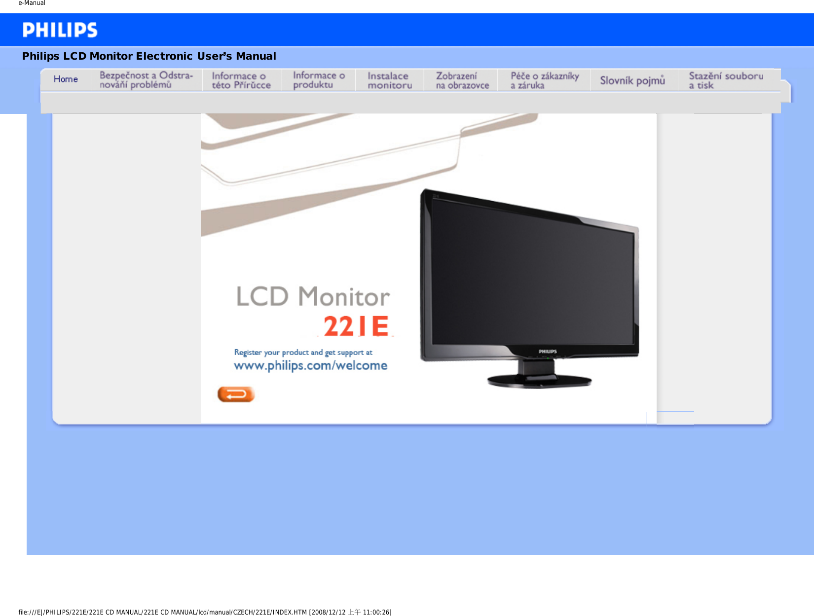 Philips Lcd Monitor Electronic 221E Users Manual E