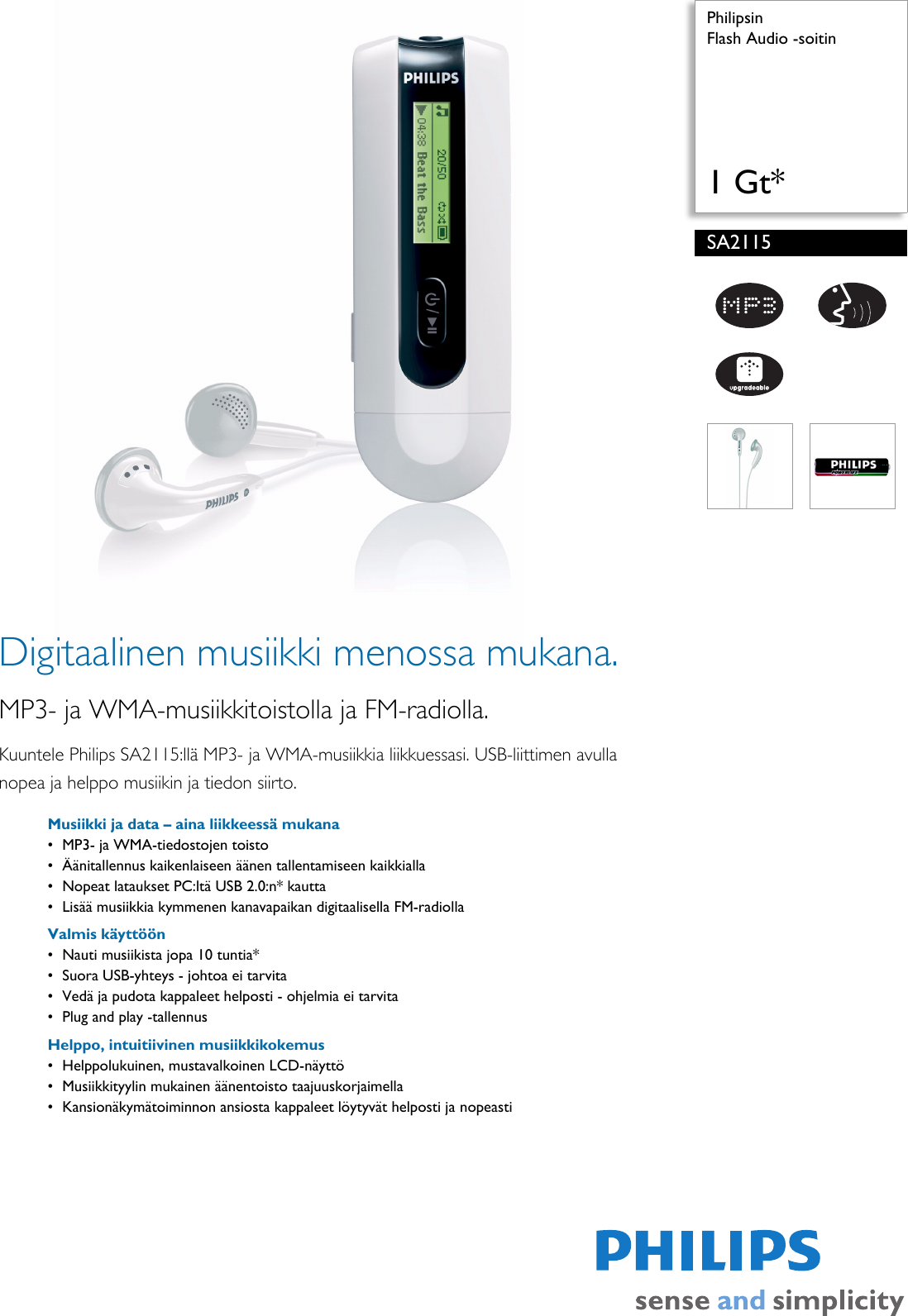 Philips SA2115/02 Flash Audio soitin User Manual Esite Sa2115 02 Pss Finfi