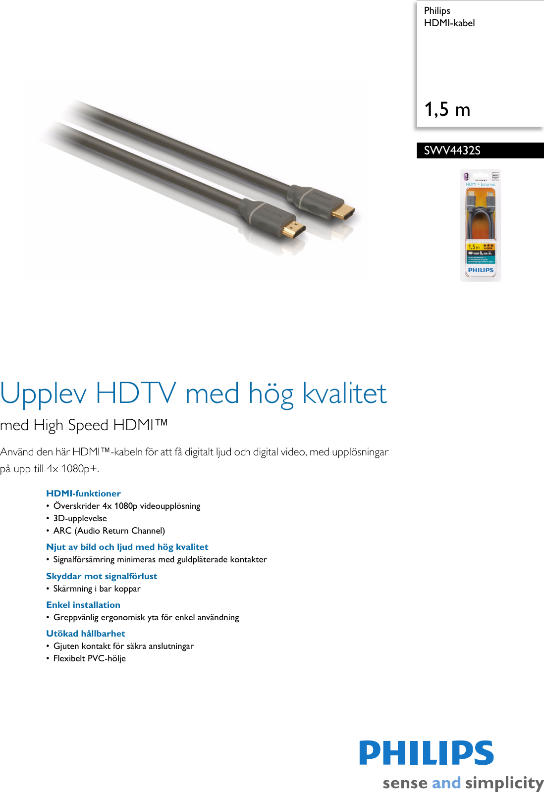 Philips SWV4432S/10 HDMI kabel User Manual Broschyr Swv4432s 10 Pss Swese