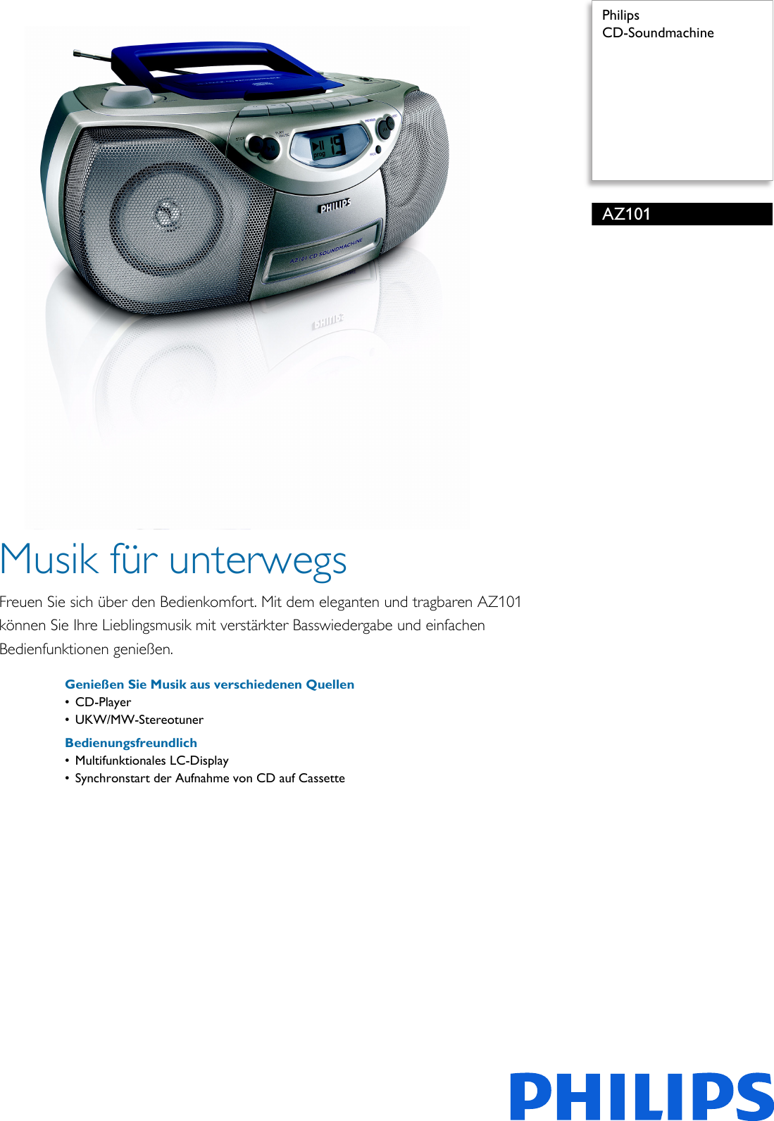 Philips AZ101/00C CD Soundmachine Az101 00c Pss Deuch