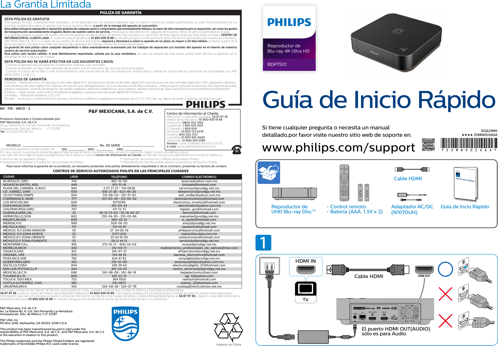 Philips EGA21MH_QG_Es_v2 Guía De Configuración Rápida Bdp7501 F8 Qsg Lsp