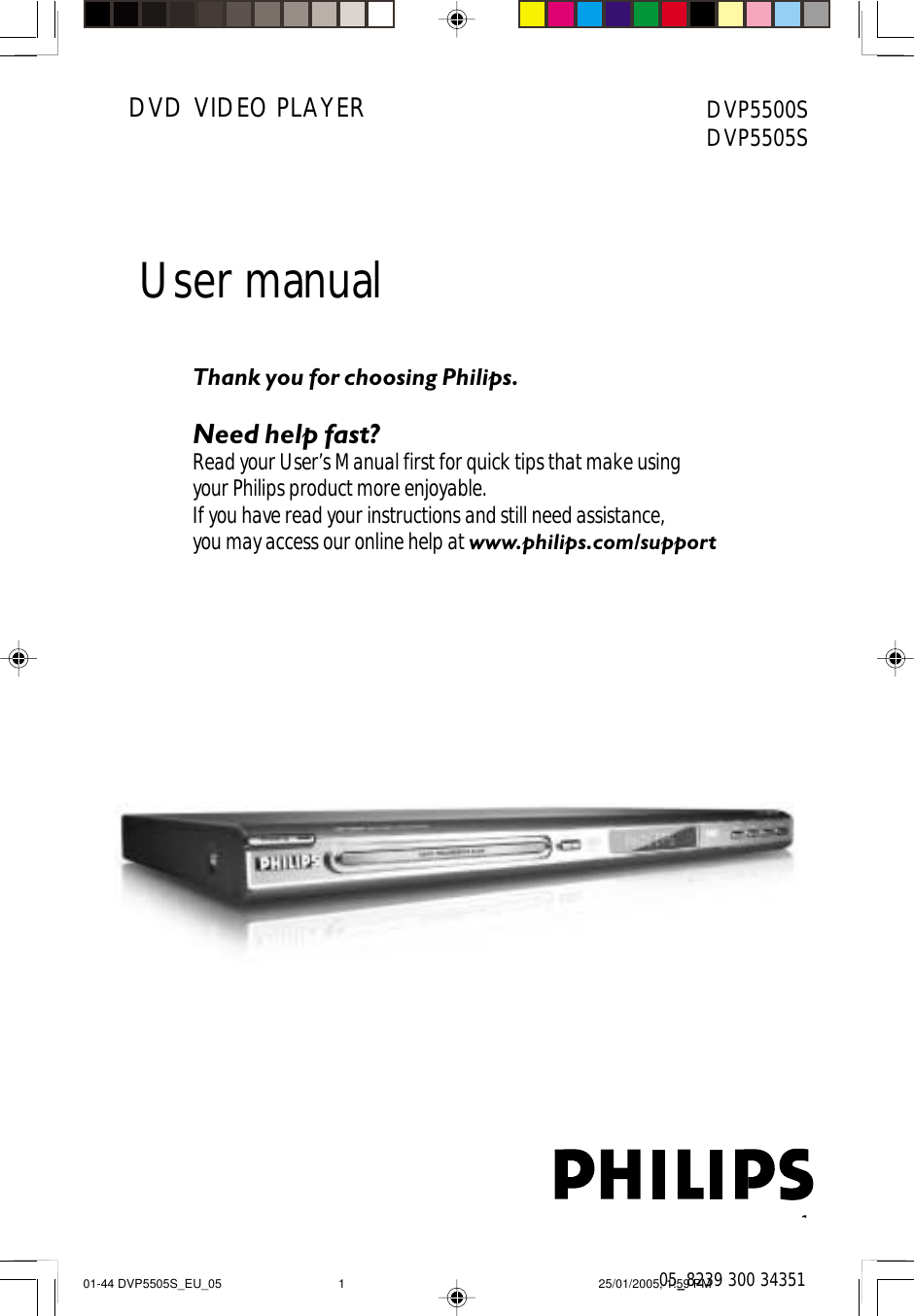 Philips User Manual Dvp5505s 05 Dfu Eng