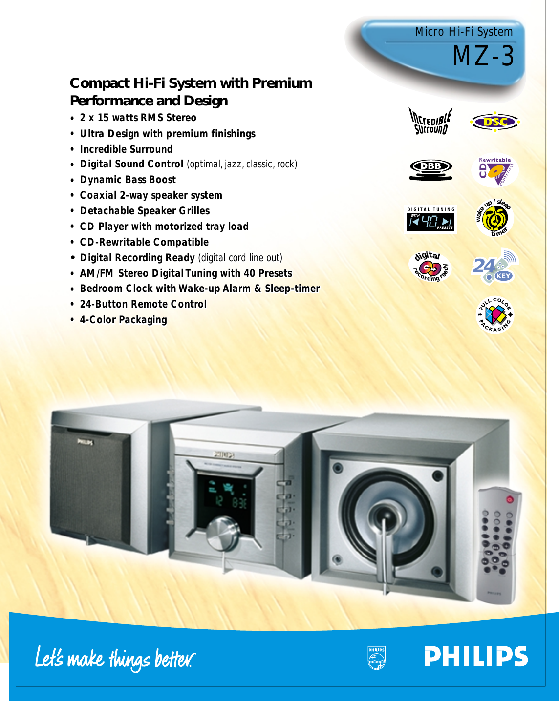 Philips Compact Hi Fi System With Pr ... Mz3c 37l Pss Aenus