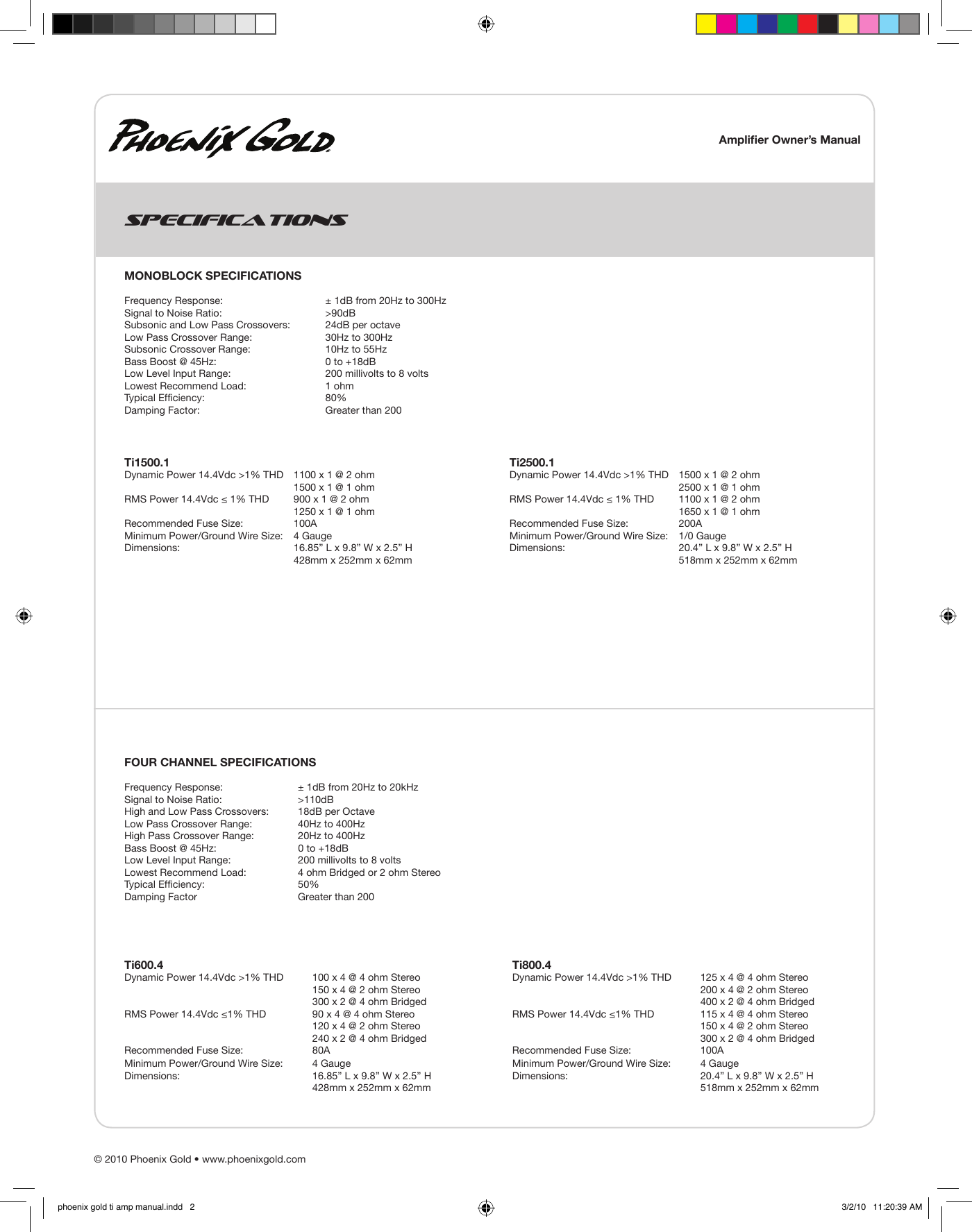 Phoenix Gold Car Amplifier Ti1500 1 Users Manual