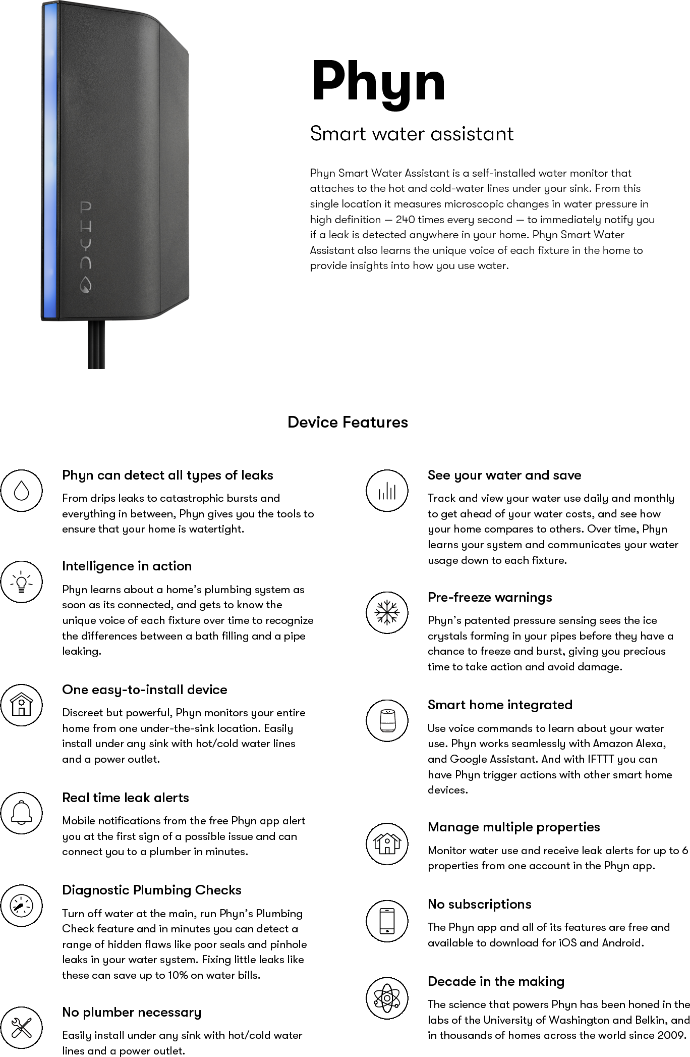 Phyn PHYCF001 Phyn Smart Water Assistant User Manual