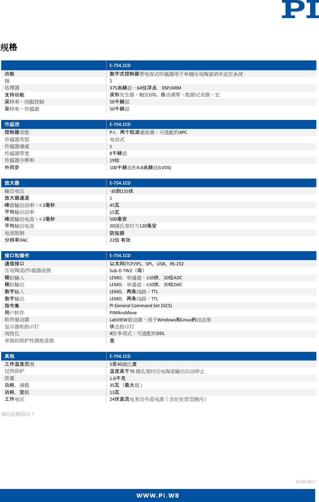 Physik Instrumente E 754 Datenblatt Datasheet CN