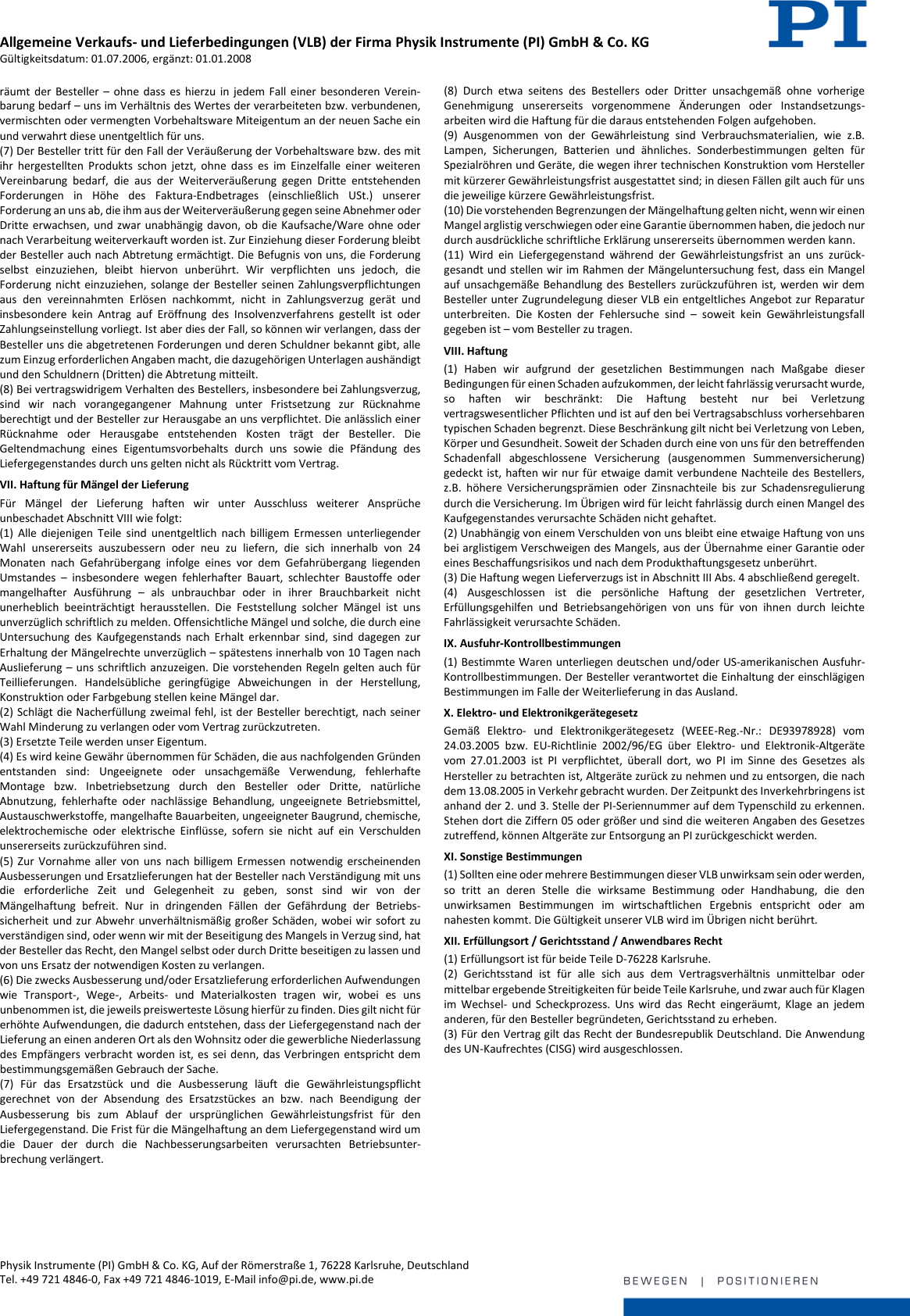 Physik Instrumente PI AGB Gmb H Co KG