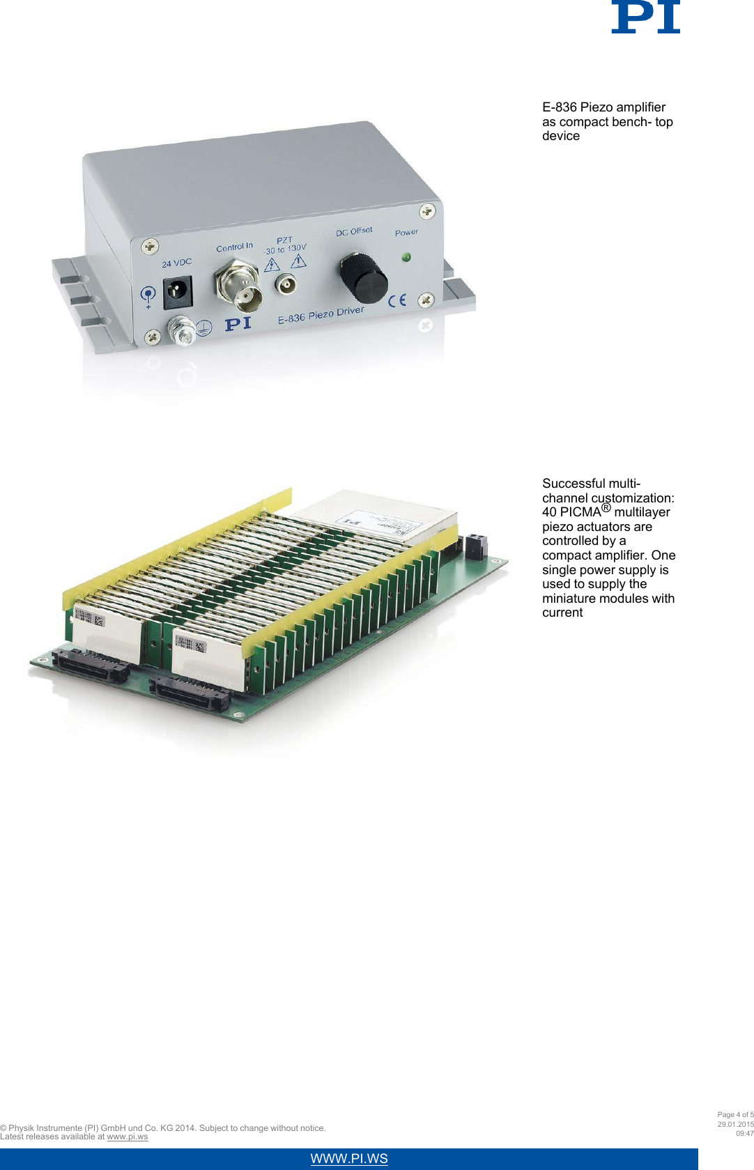 Physik Instrumente PI Datasheet E 836 20150121