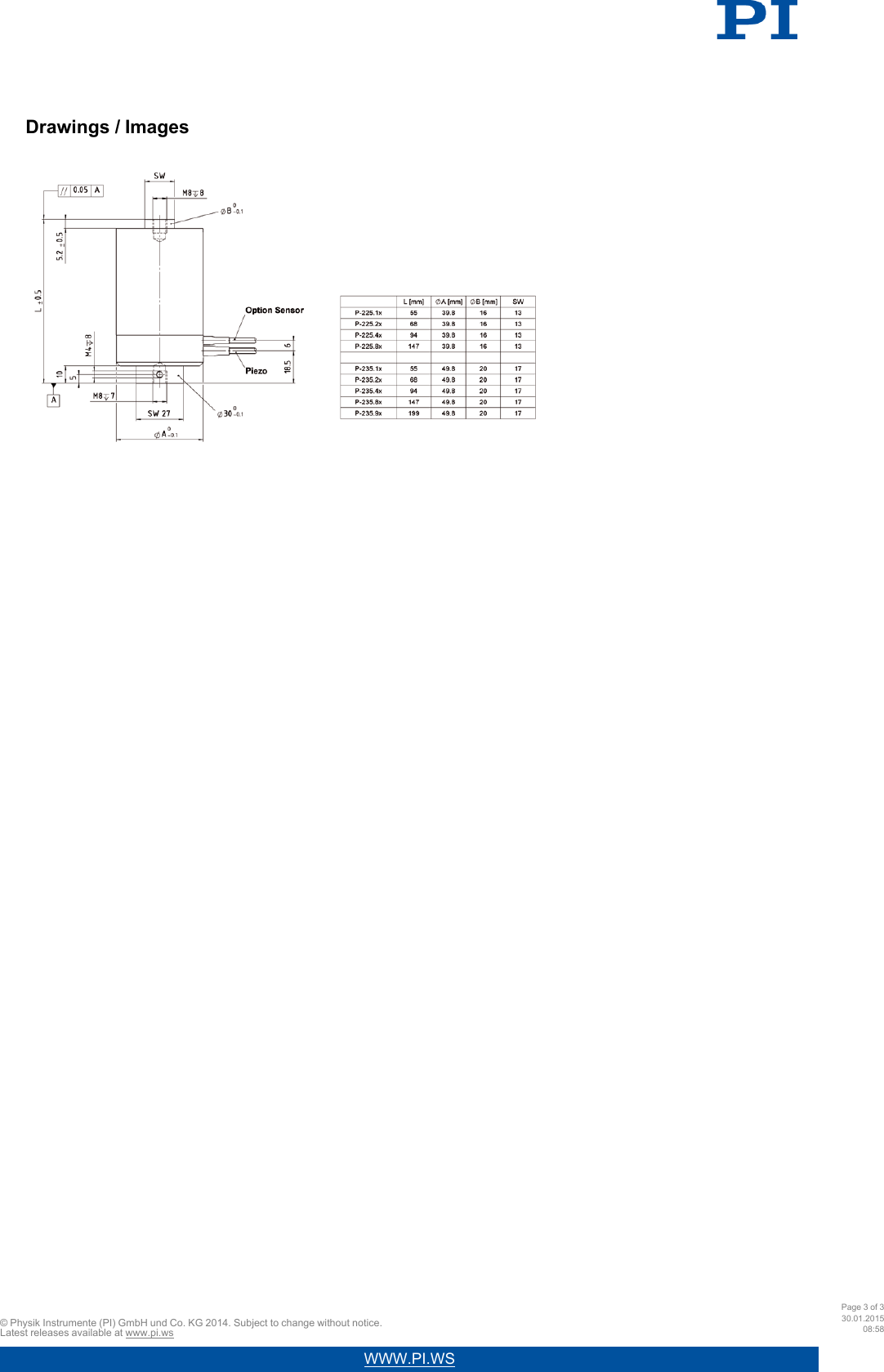 Physik Instrumente PI Datasheet P 225 20150122