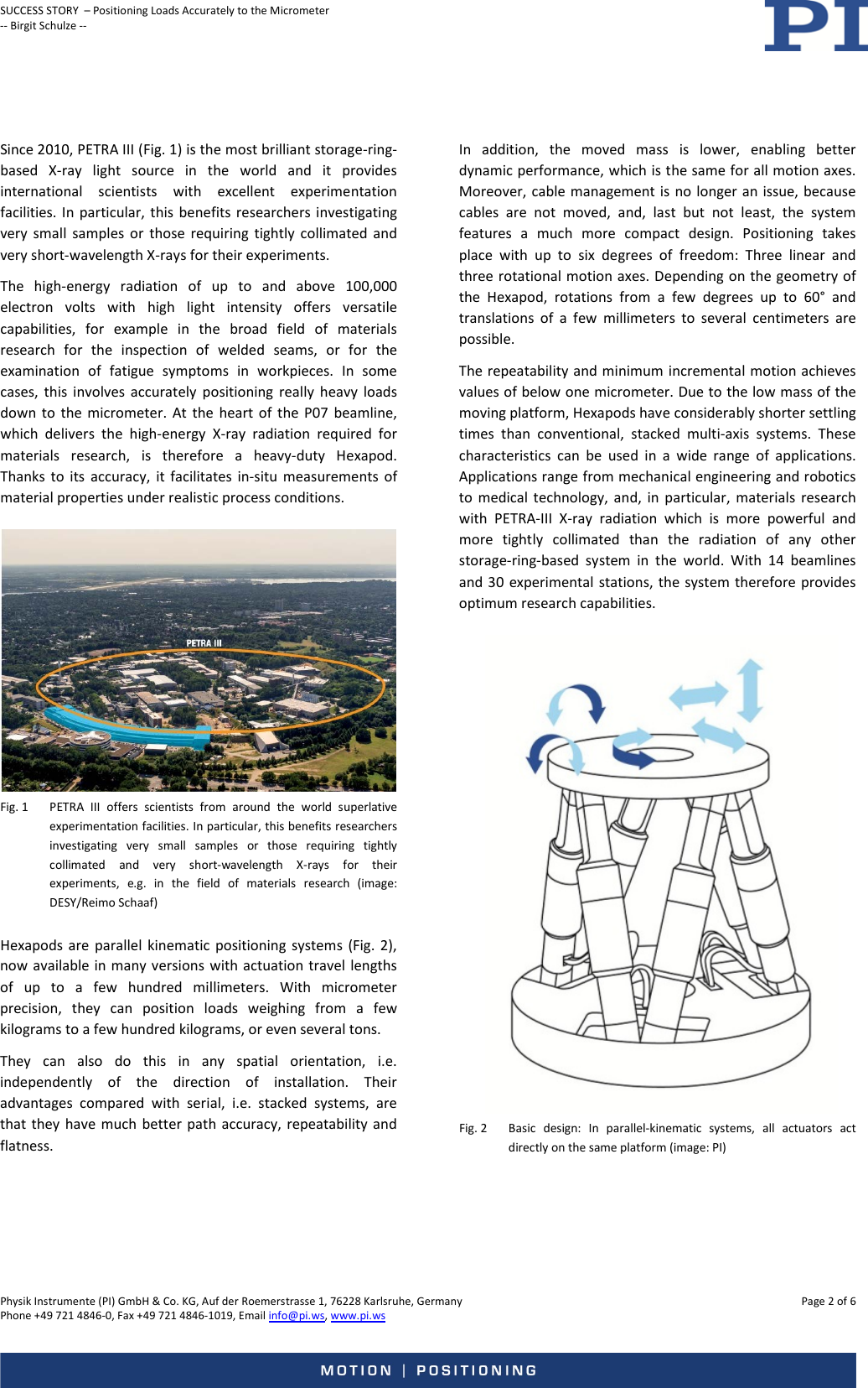 Physik Instrumente PI SUCCESS STORY Hexapod At PETRA III Pi1128