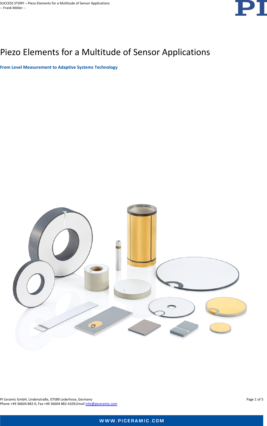 Physik Instrumente PI SUCCESS STORY Ultrasonic Piezo Elements Pi1094