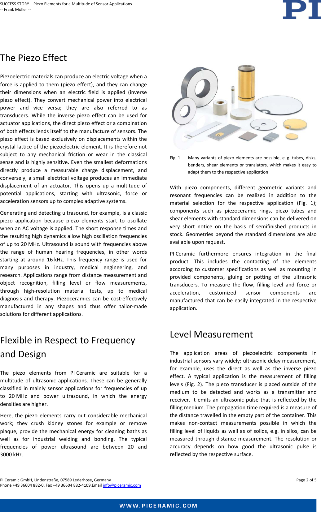 Physik Instrumente PI SUCCESS STORY Ultrasonic Piezo Elements Pi1094