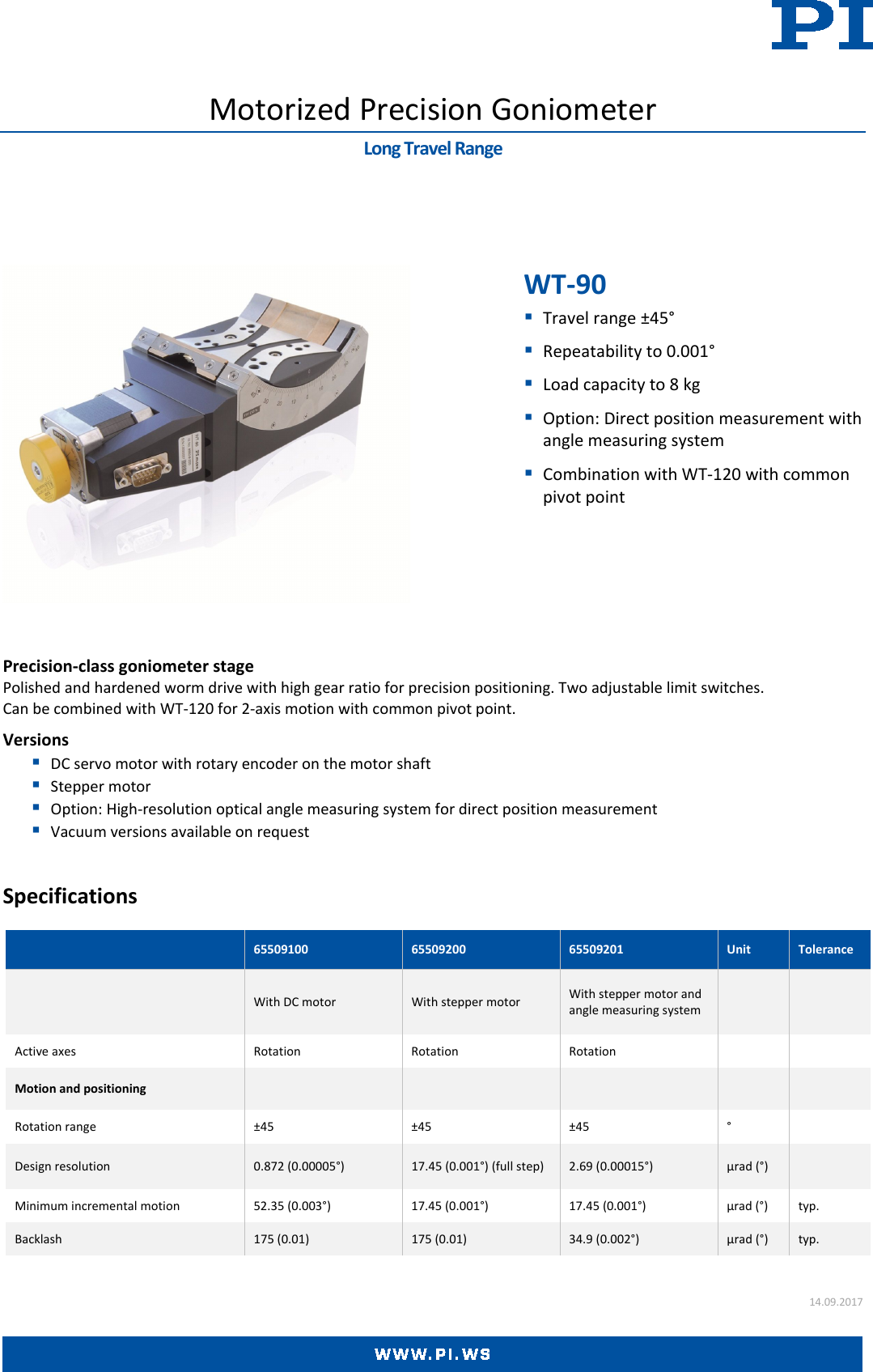 Physik Instrumente WT 90 Datasheet