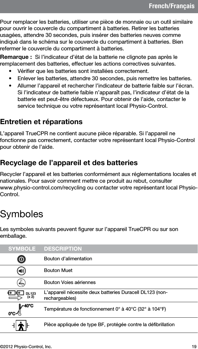 Physio Control TRUCPREV152 TrueCPR User Manual