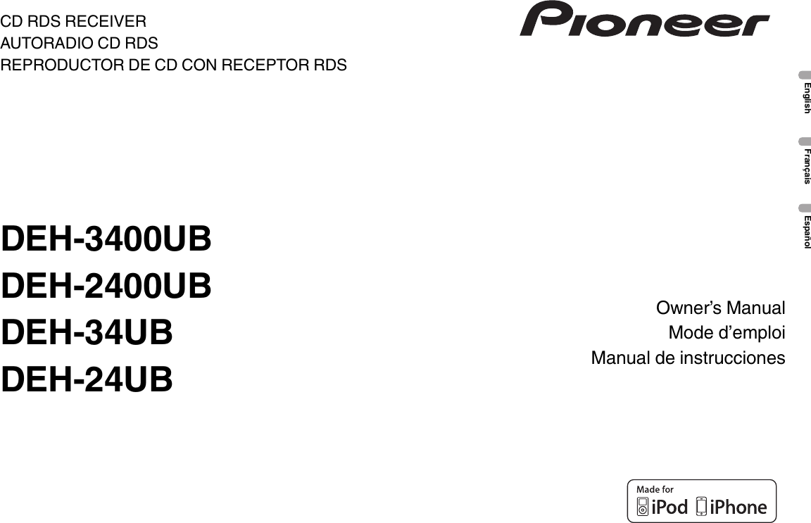 Pioneer Deh 24Ub Users Manual