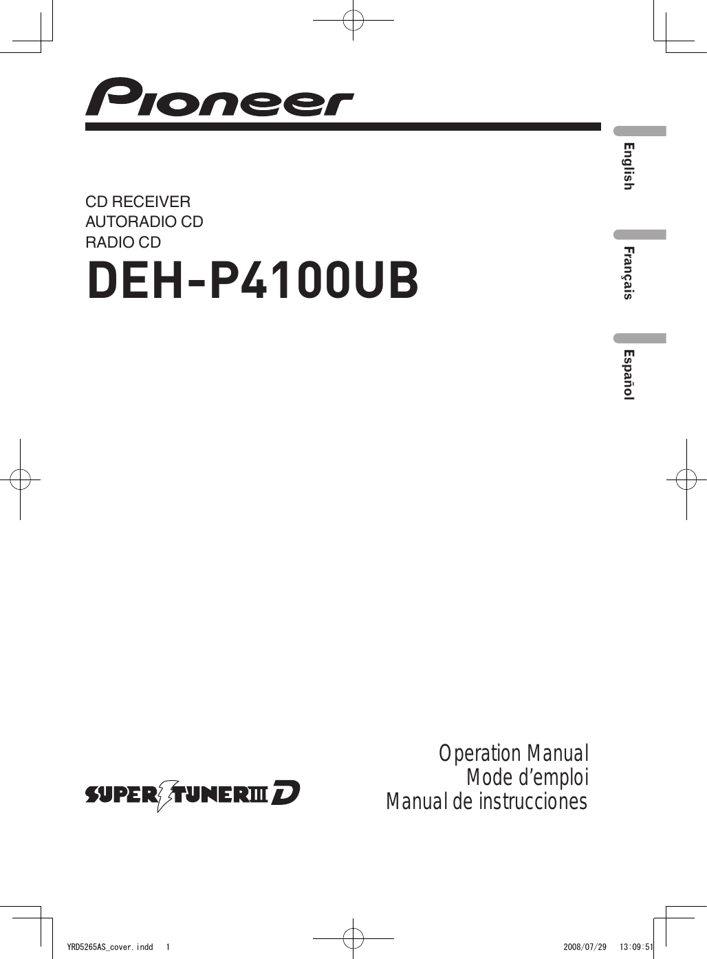Pioneer Deh P4100Ub Users Manual