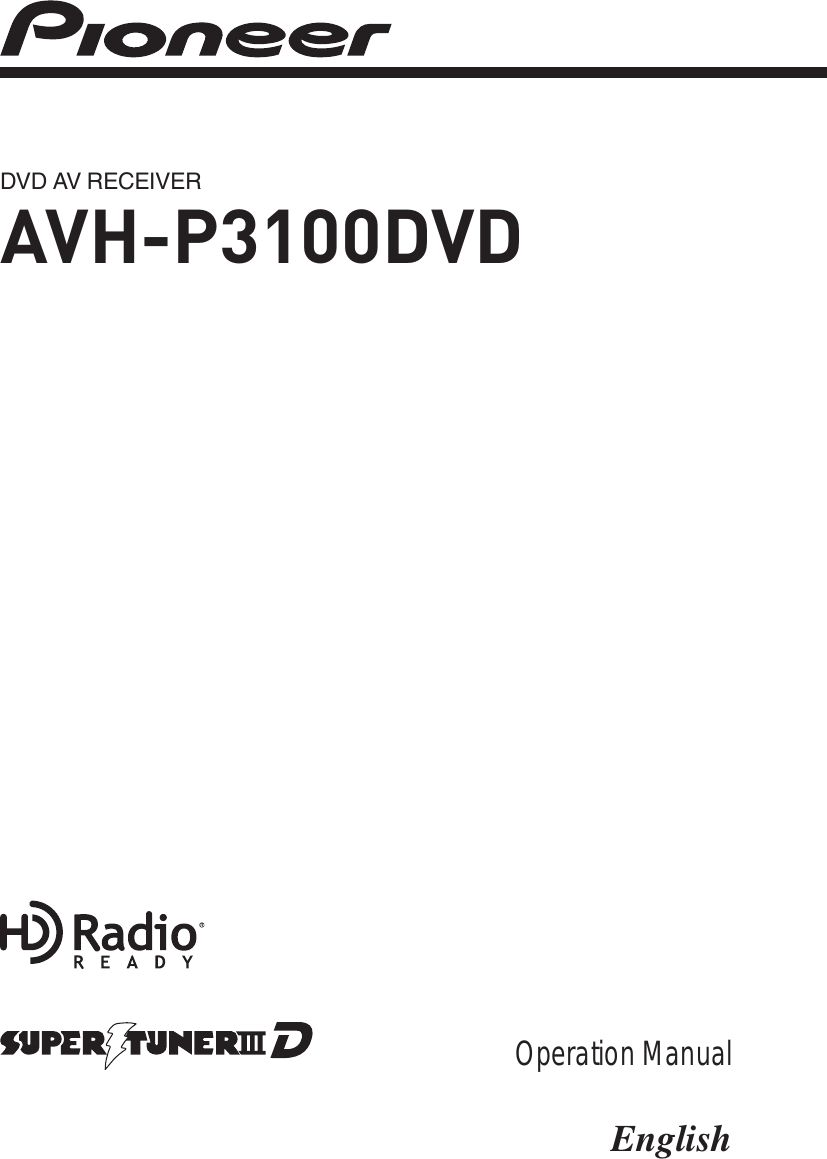 Pioneer Dvd Av Receiver Avh P3100Dvd Users Manual