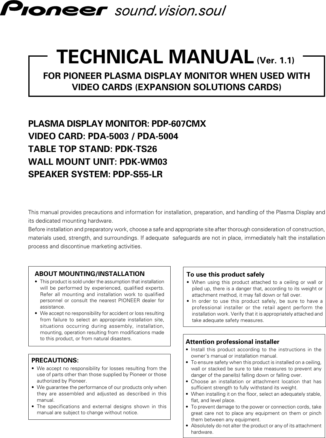 Pioneer Milestone 12 Users Manual PDP 607CMX_En_001 014.p65