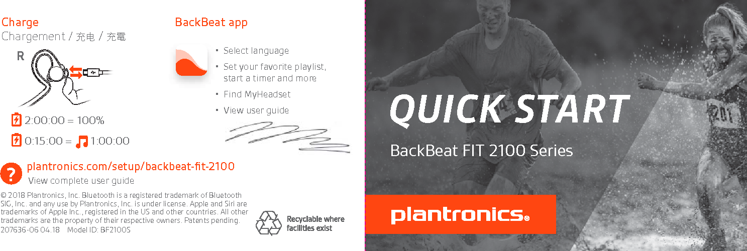 Plantronics BF2100S Bluetooth Headset User Manual