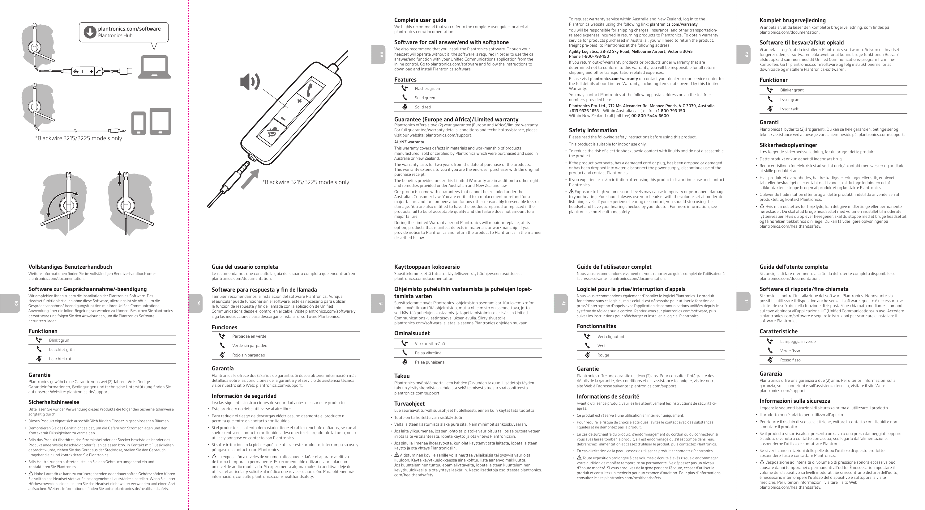Plantronics 204861 06_Blackwire 3210 3225 QSG REV B Blackwire 3200