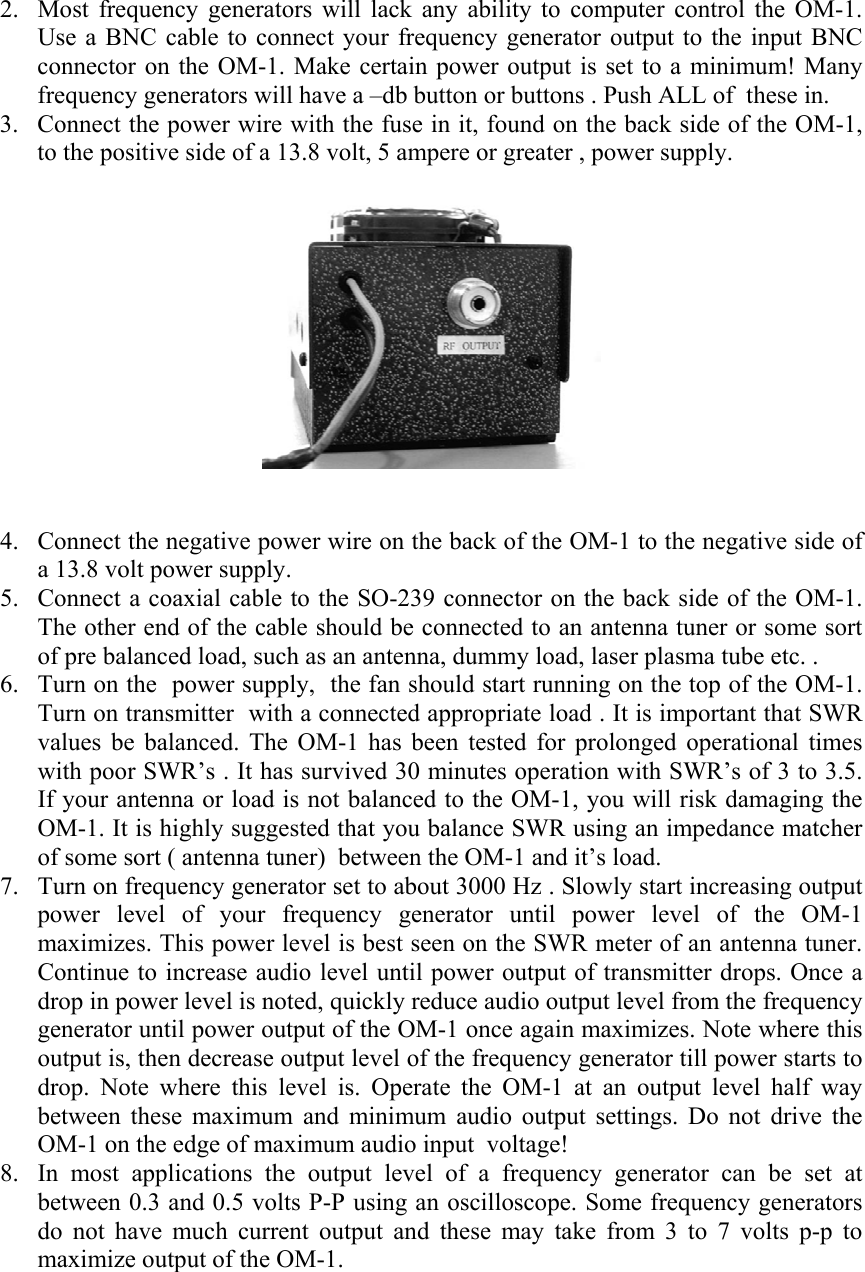 Plasma Sonics OM-1 Over modulated pulsed output ISM User Manual 419786