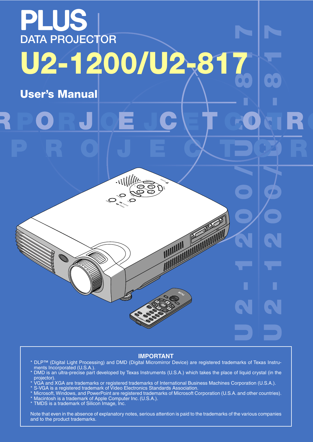 Plus Vision Data Projector Users Manual U2 1200 English.p65