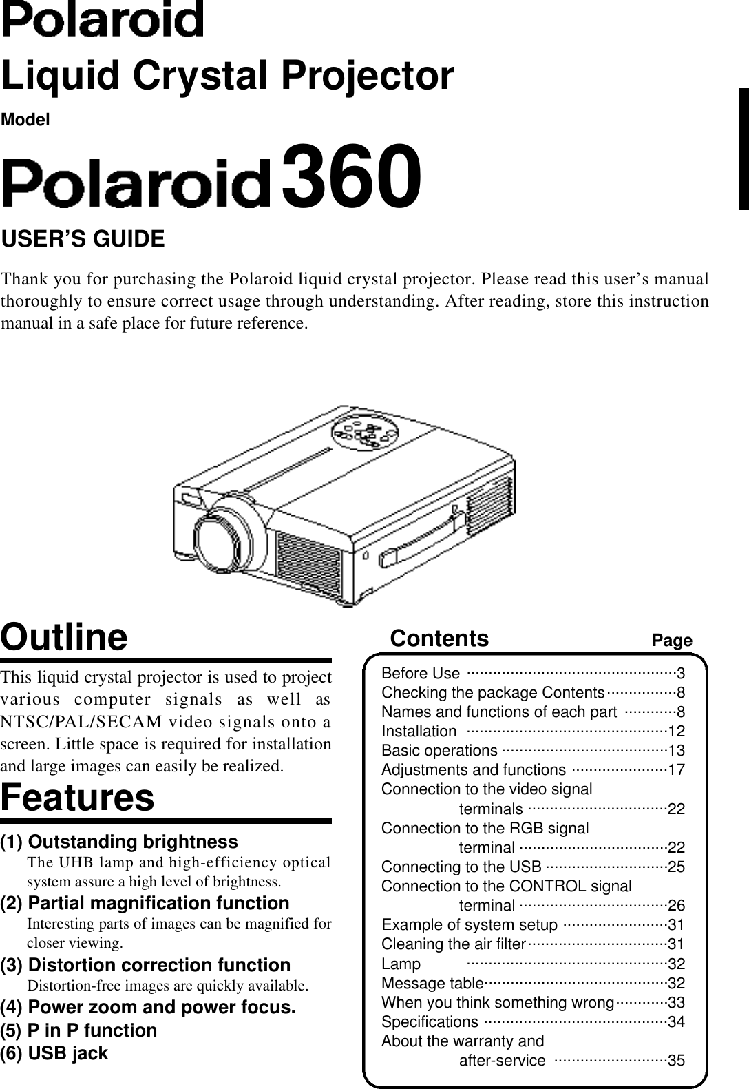 Polaroid Pv 360 Users Manual User Guide