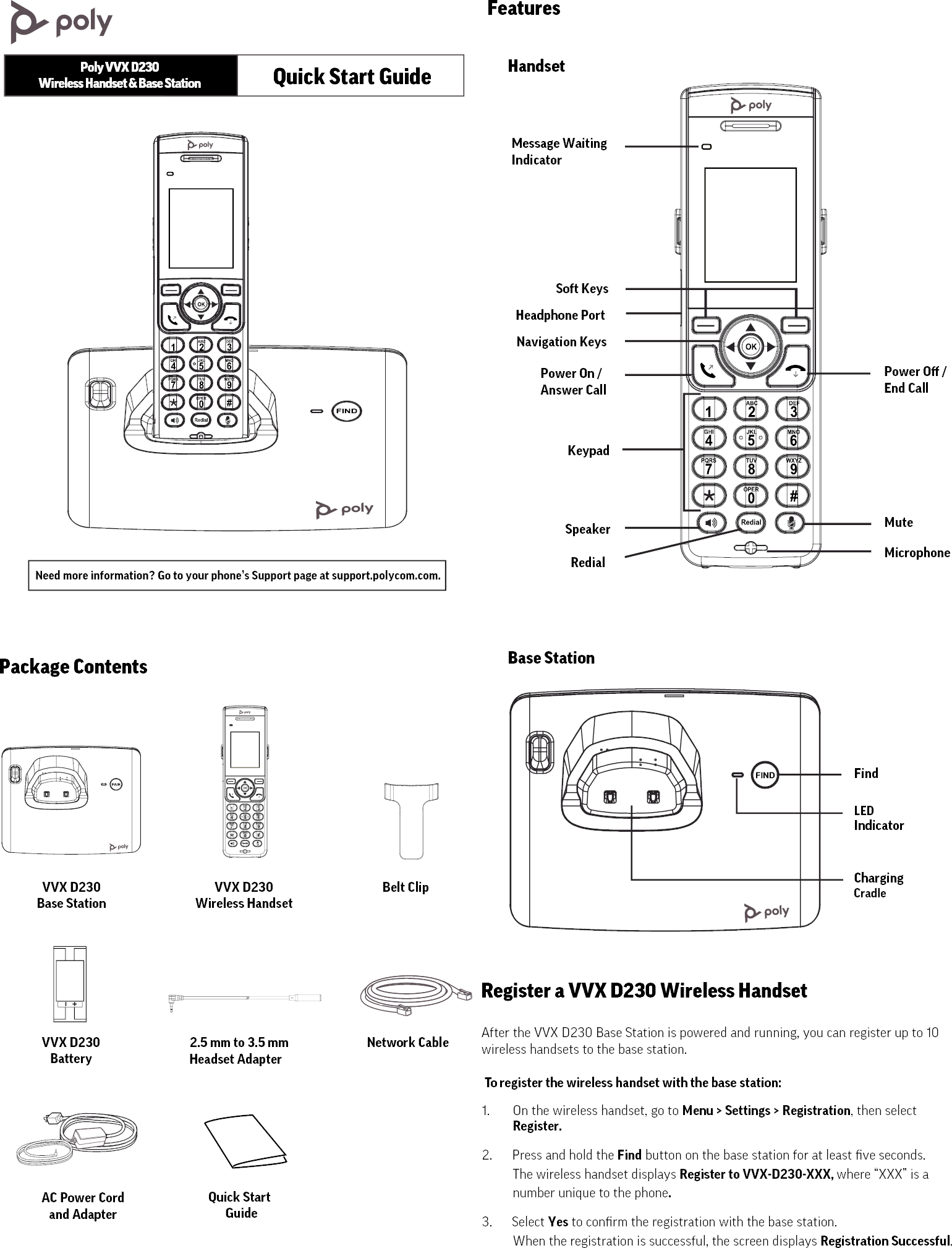 Polycom VVXD230 DECT IP Phone User Manual 3725 49217 001A VVX D230 HS ...