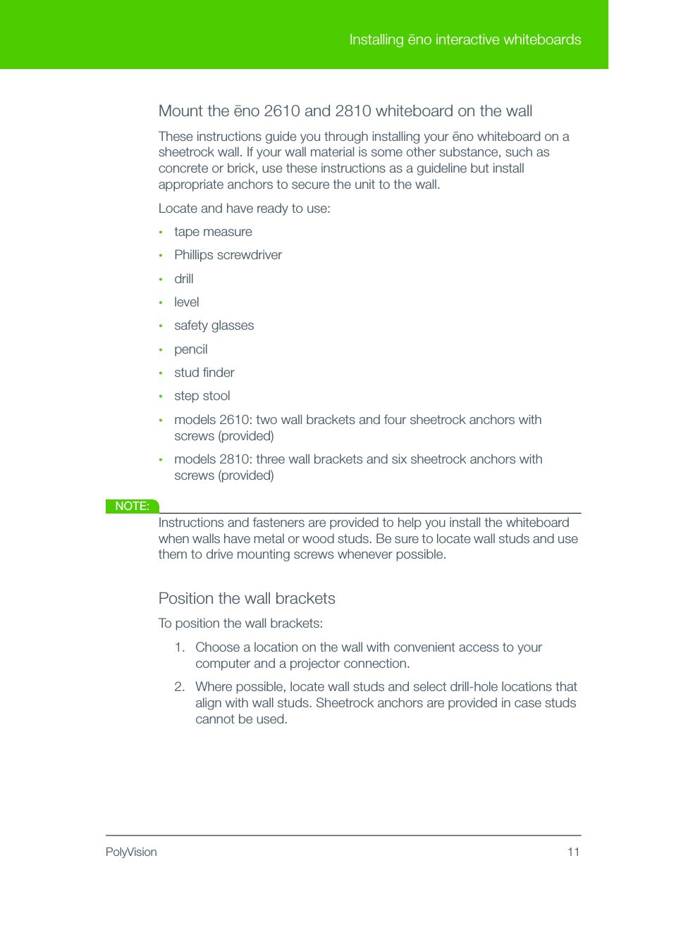 Polyvision Interactive Group POLY556 2002516-001 User Manual 1 eno