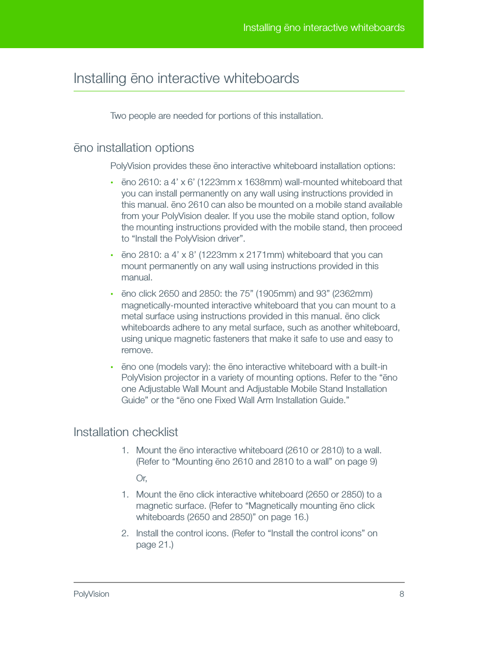 Polyvision Interactive Group POLY556 2002516-001 User Manual 1 eno