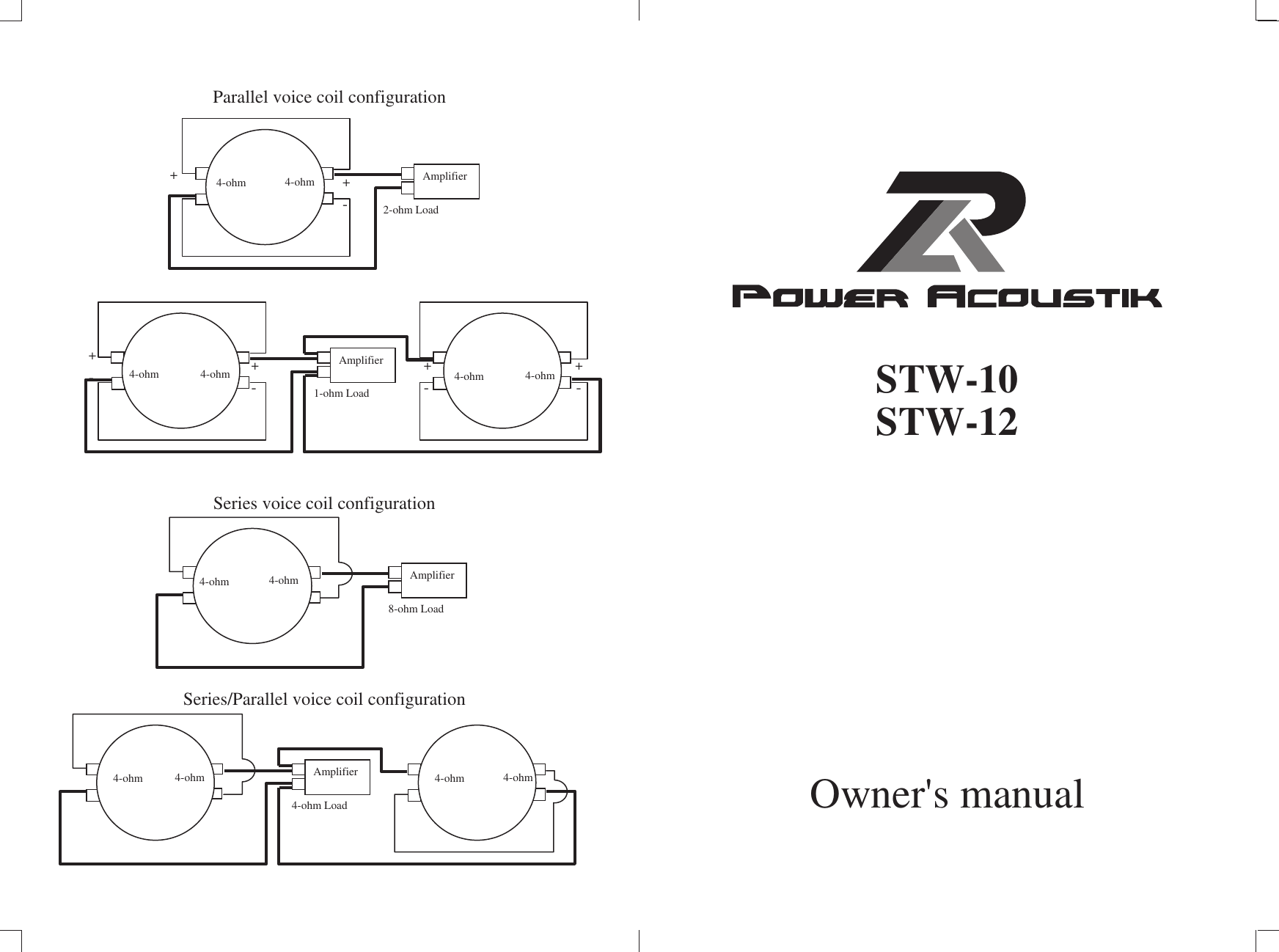 Power Acoustik Electronics Speaker Stw 10 12 Users Manual