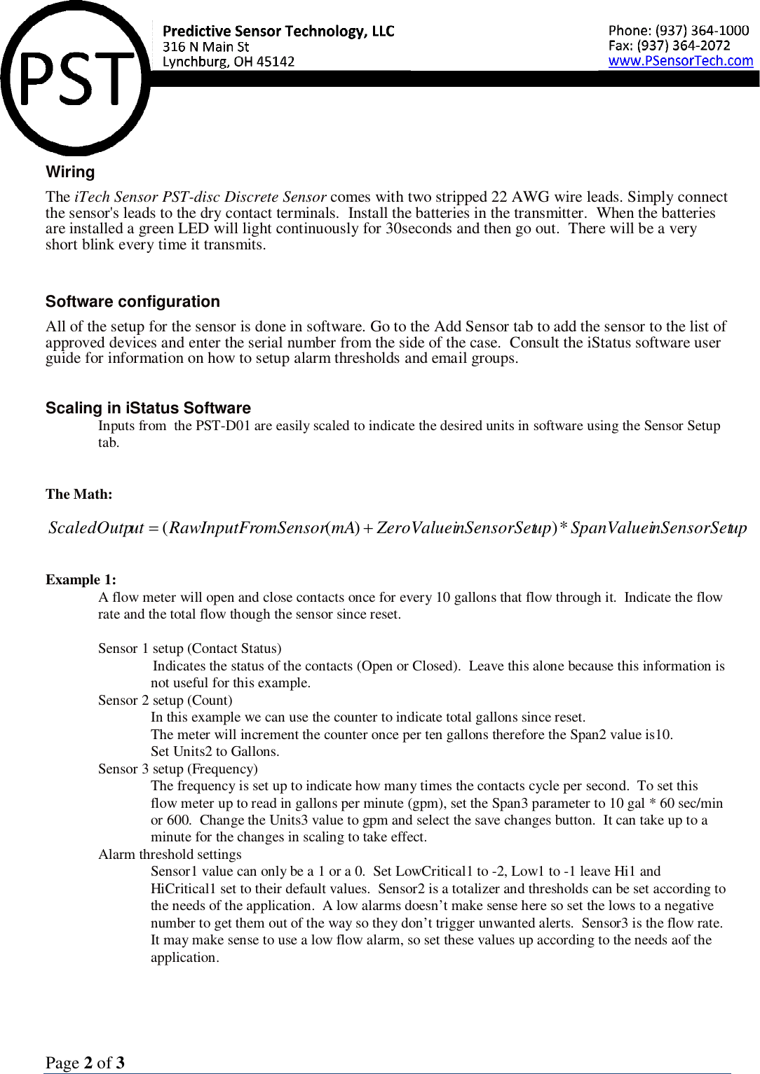 Predictive Sensor Technology PST-MPT01 MPT01 Multi-Point Transmitter ...
