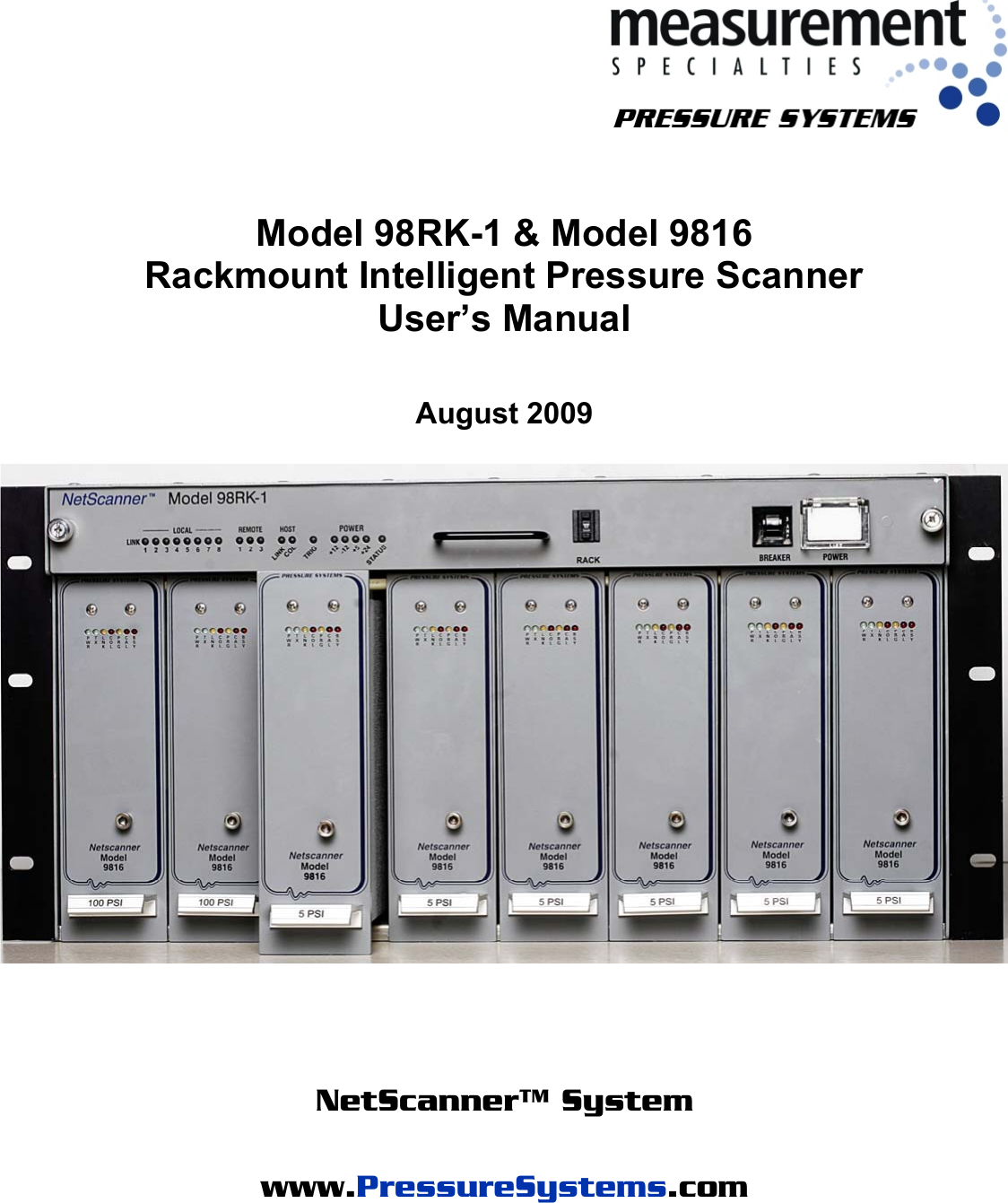 Pressure Systems 98Rk 1 Users Manual User's August 2009