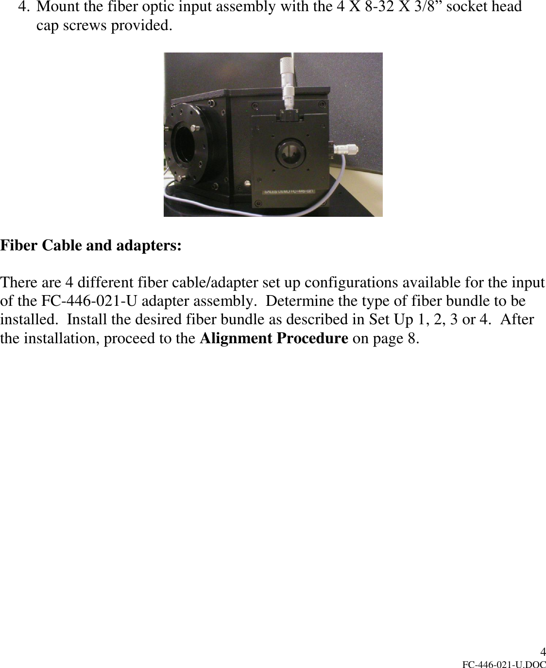 Princeton FC 446 021 U UAdjustable Fiber Optic Adapter ForSpectraProÒ Monochromators And ...