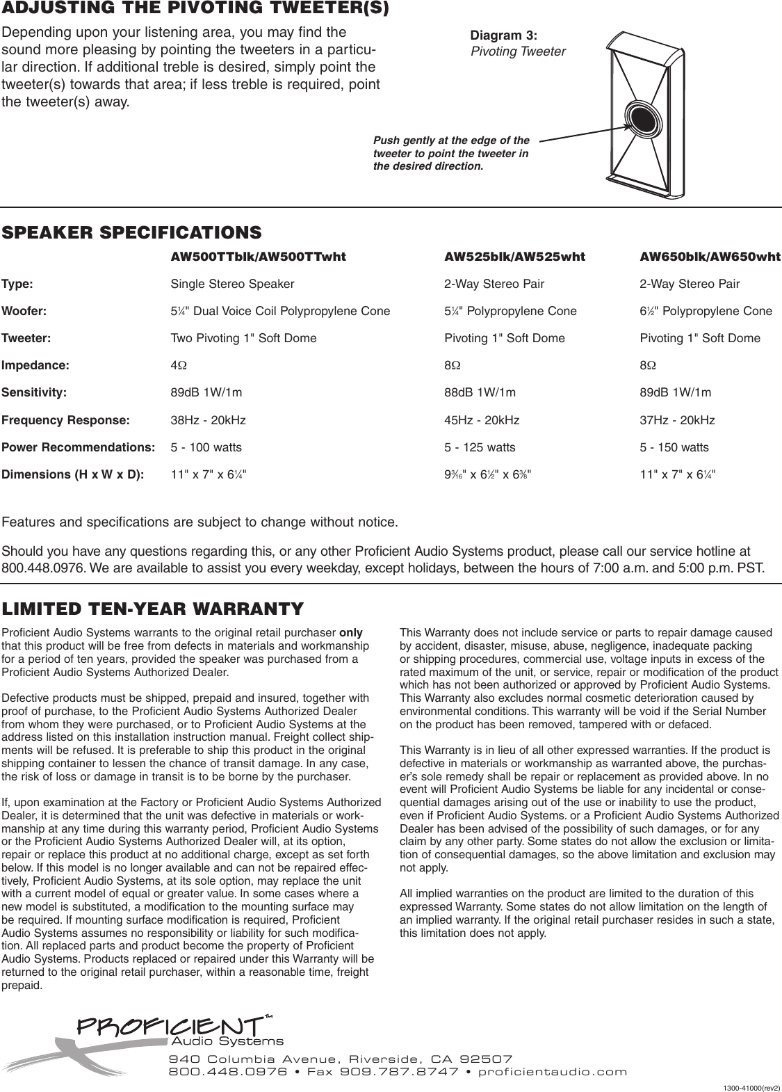 Proficient Audio Systems Aw650Blk Users Manual 2
